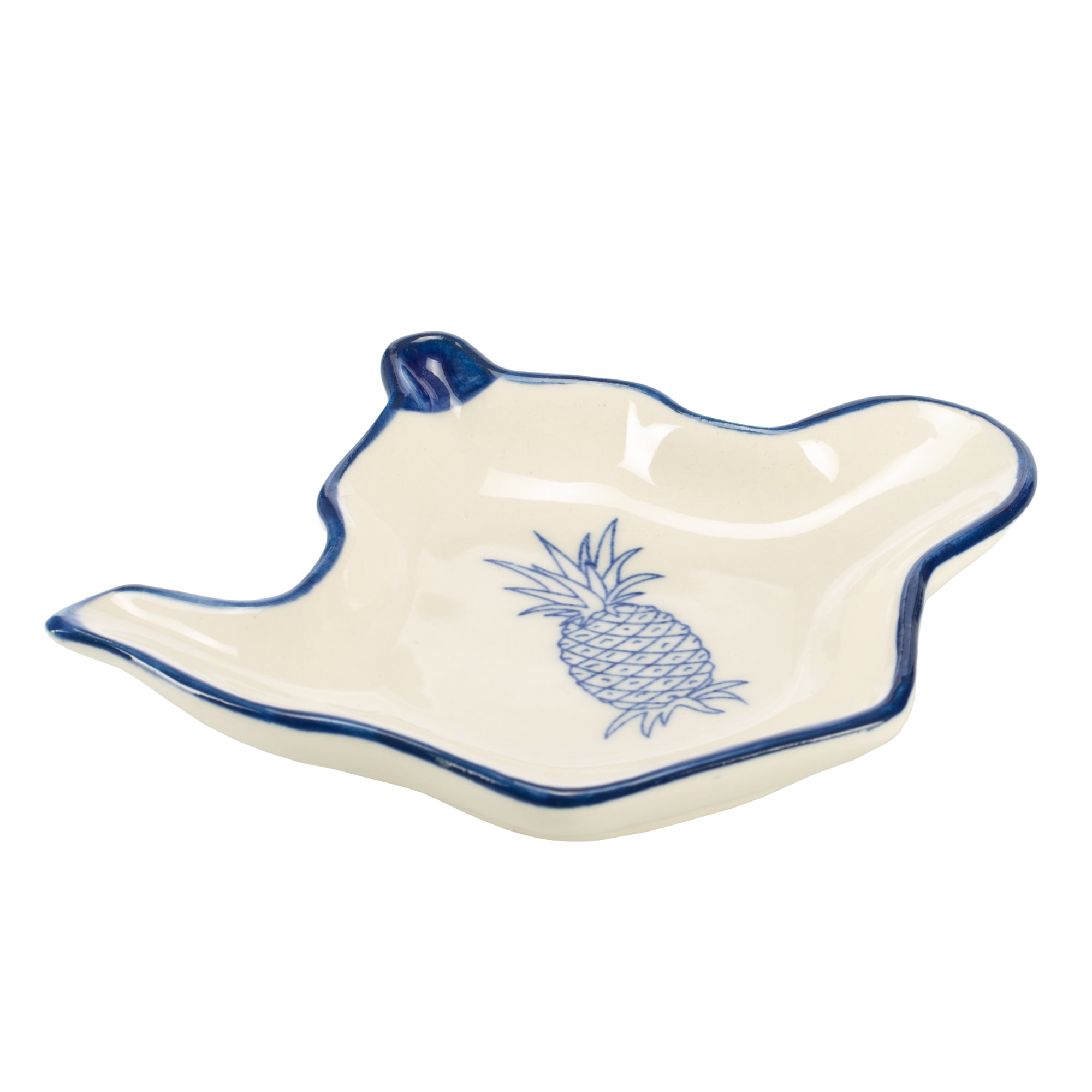 Pineapple Blue and White 4 x 4 Porcelain Ceramic Tea Bag Coaster Caddy ...
