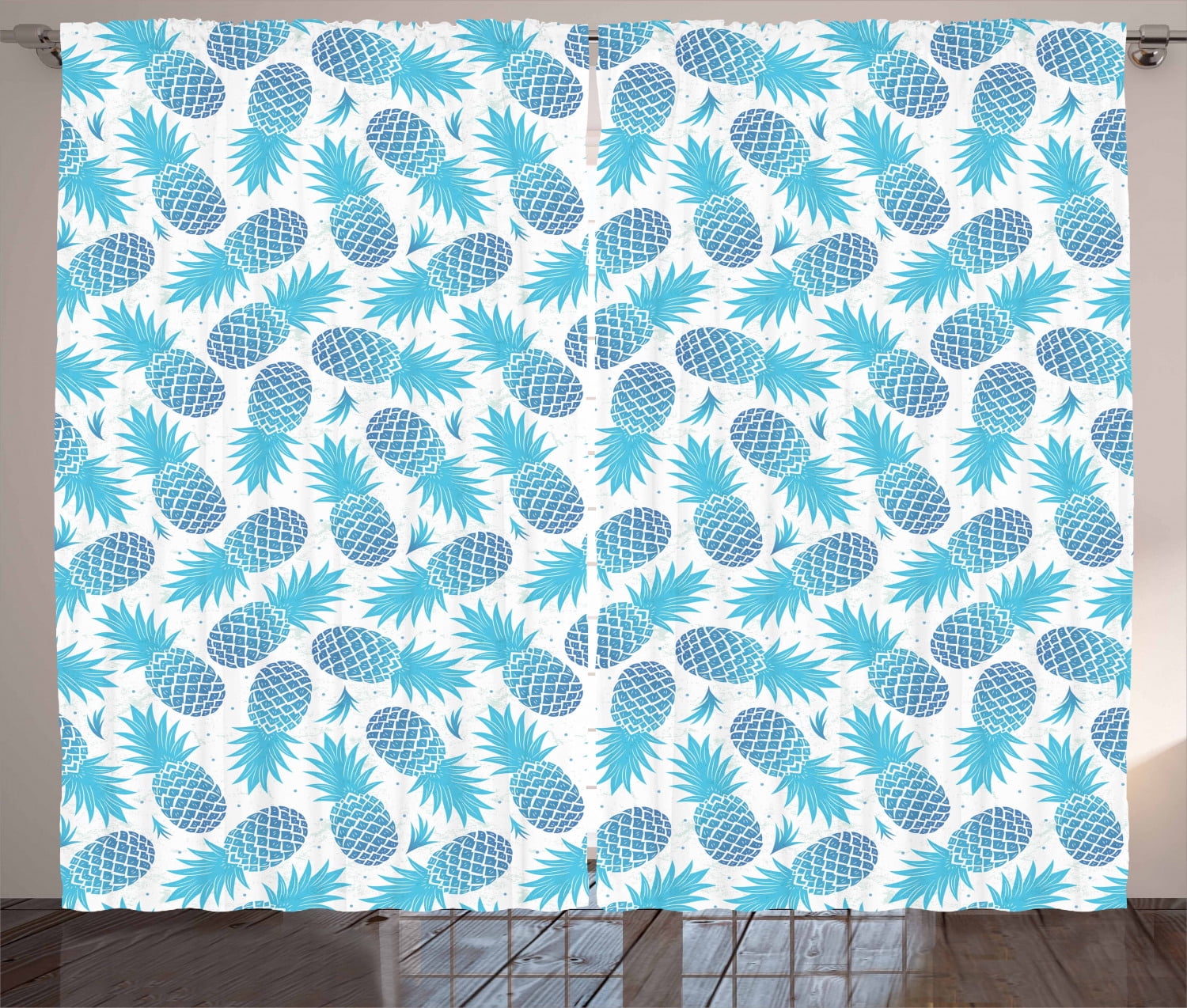 Ambesonne Pineapple Curtains 2 Panel Set, Exotic Hawaii Fruits, 108" x ...