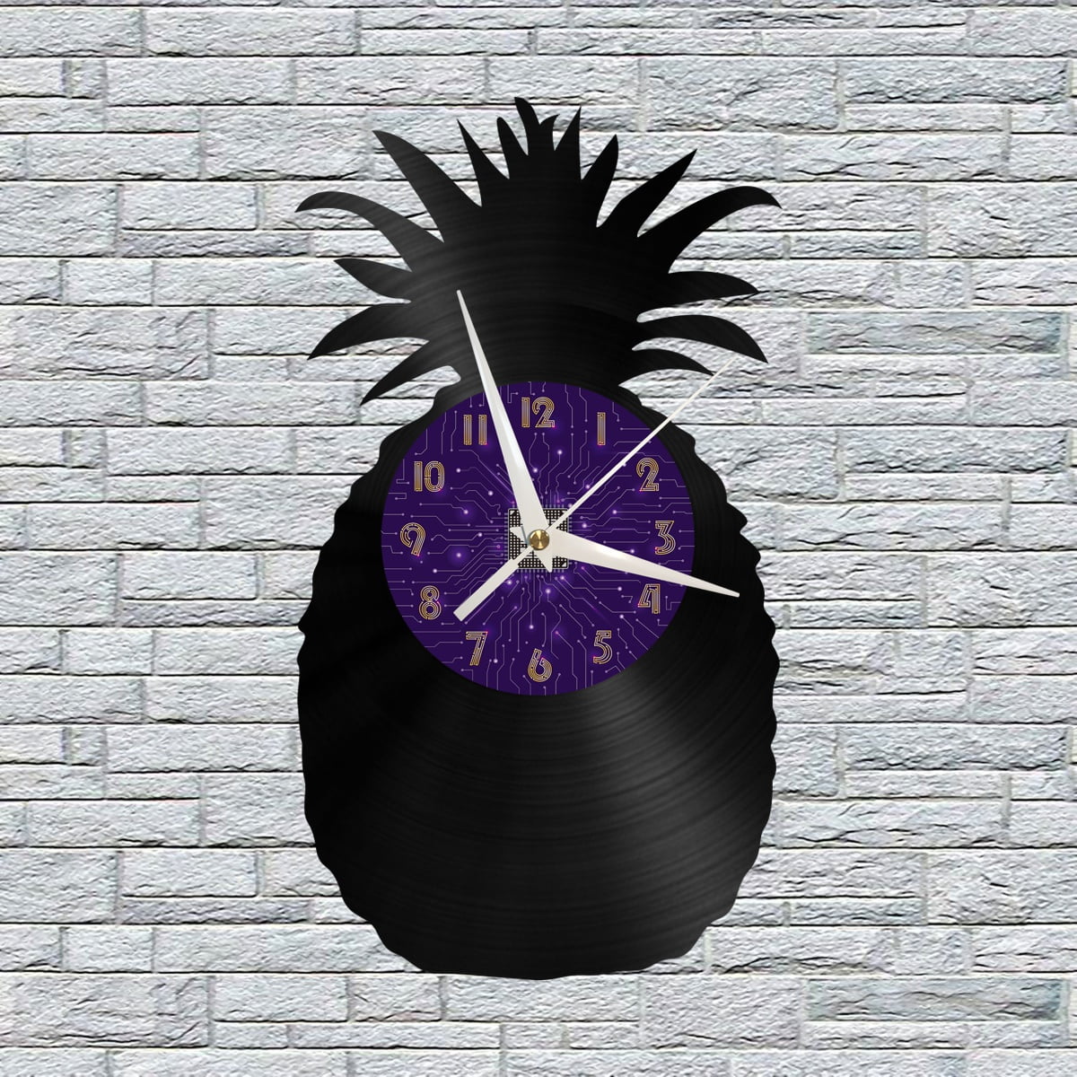Pineapple Decor Vinyl Wall Clock, Vinyl Record Clock Wall Art Silent ...