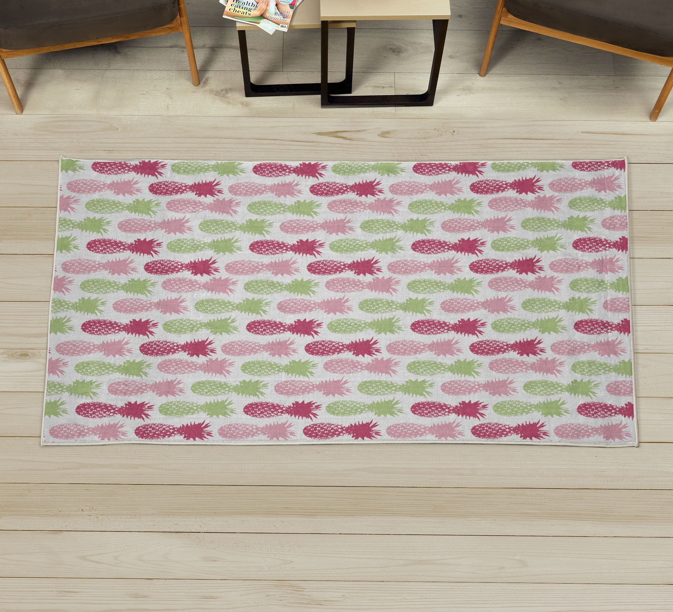 Pineapple Decorative Rug, Summer Island Tropic Fruit Pattern Stamped ...