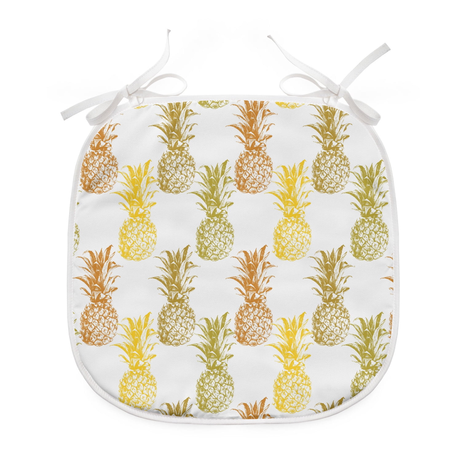 Pineapple Dining Chair Pad, Hand Drawn Simply Sketched Stamp Minimal ...