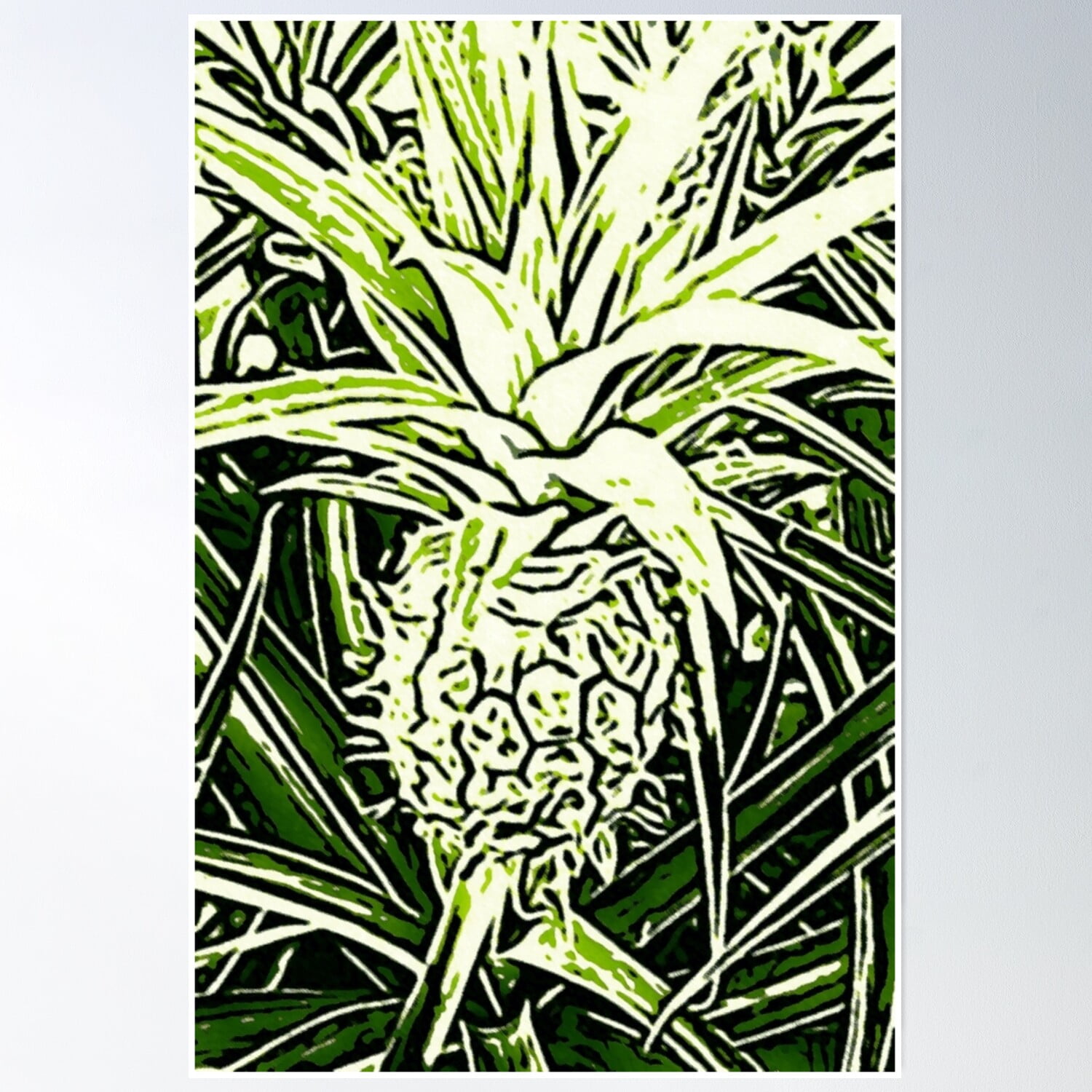 Pineapple Drawing Poster Wall Art, Modern Wall Decor, 12x18 UNFRAMED ...