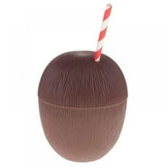 Coconut Cups, Plastic Coconut Cups with Lids and Straws for Hawaiian ...