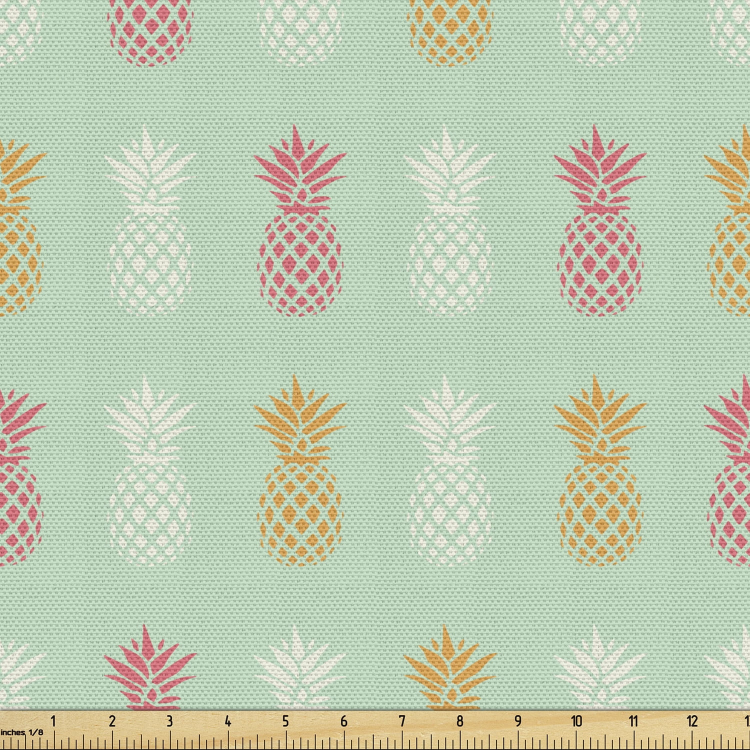 Ambesonne Pineapple Fabric by the Yard Upholstery, Pastel Tropical ...