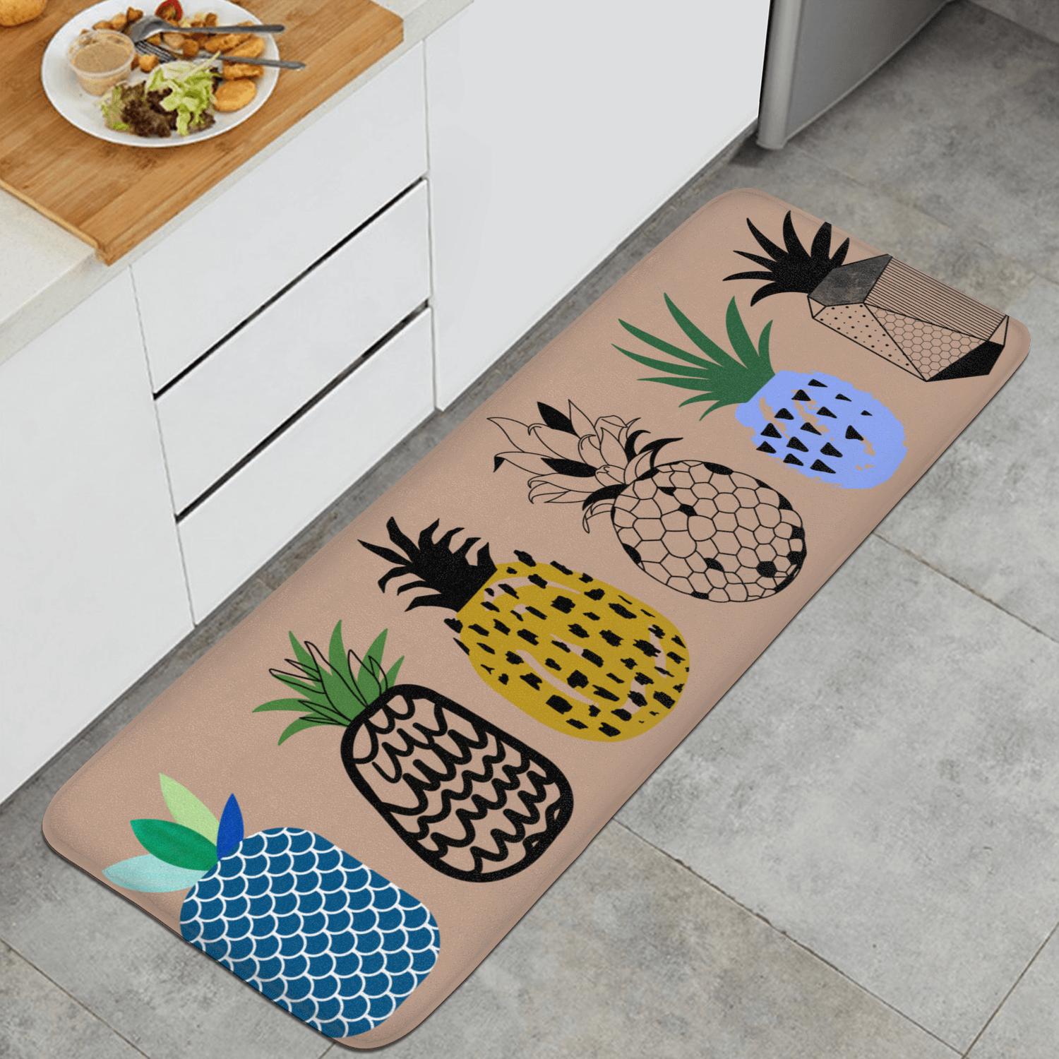 Pineapple Flannel Kitchen Mat, Kitchen Rugs Mats with Dirty Resistance ...
