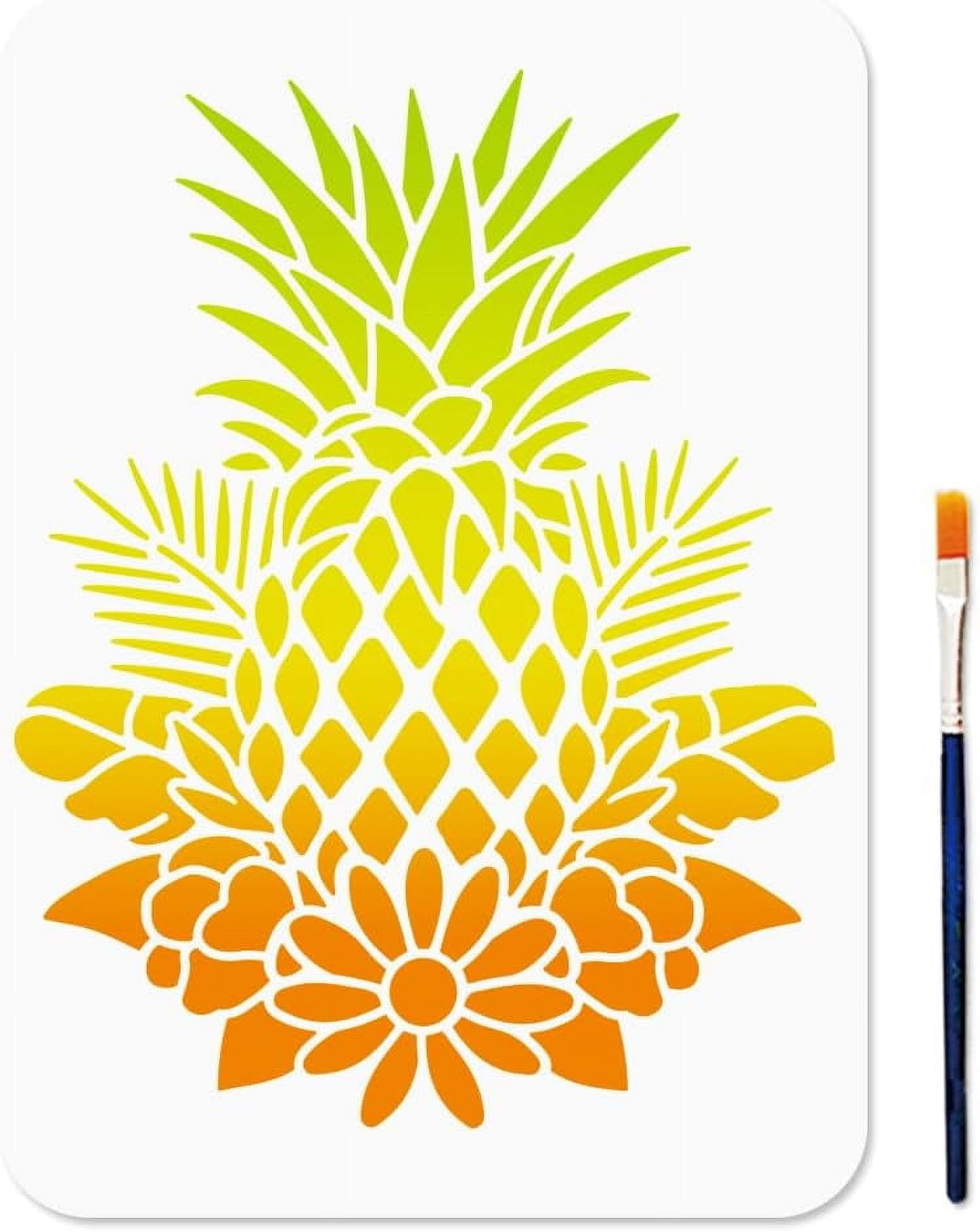 Pineapple Flower Stencil Daisy Flower Stencils 11.7x8.3inch Tropical Fruits Drawing Template ...