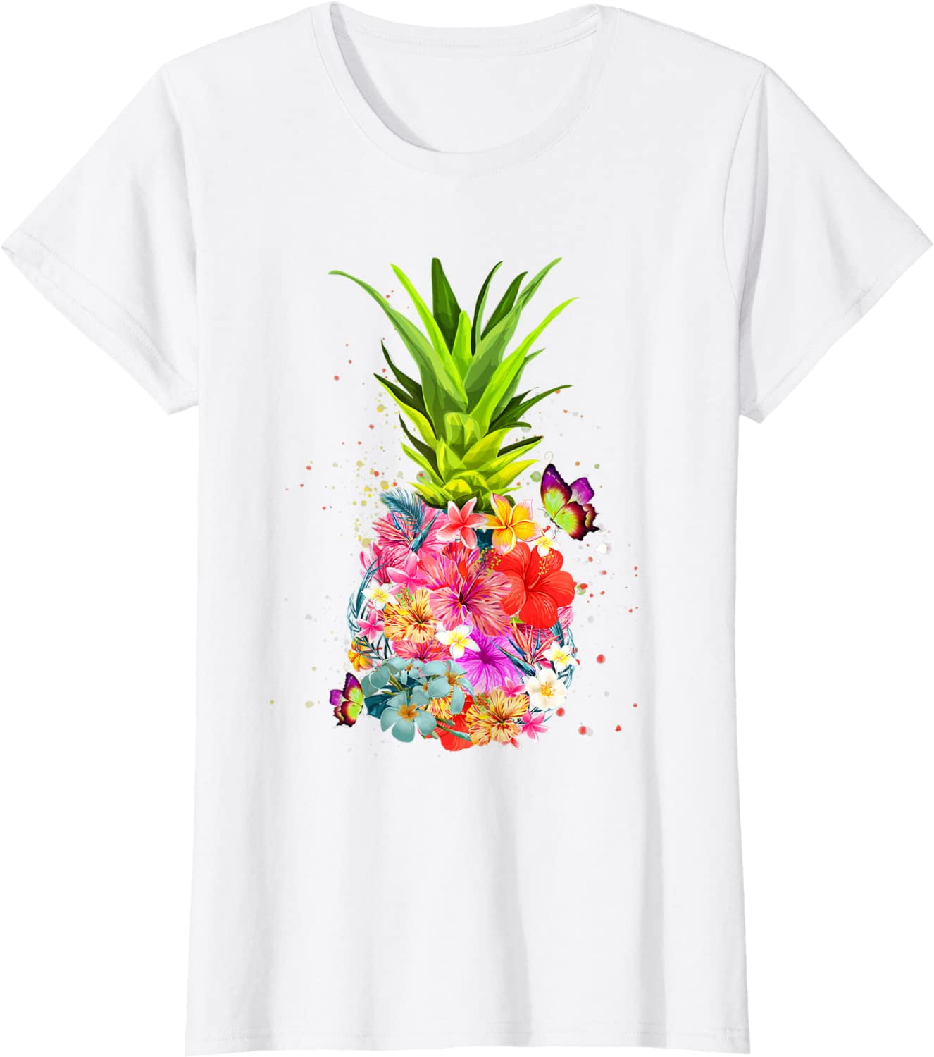 Pineapple Flowers Shirt Women Aloha Hawaii Vintage Hawaiian Cute