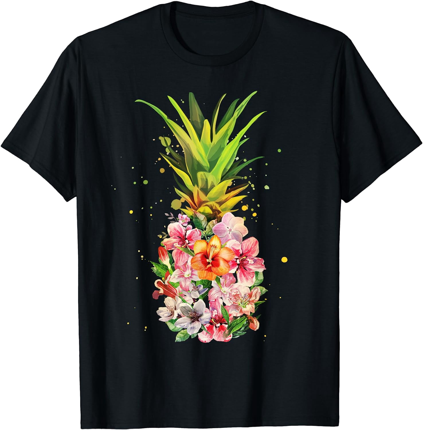 Pineapple Flowers Women Aloha Hawaii Vintage Hawaiian Floral T-Shirt ...