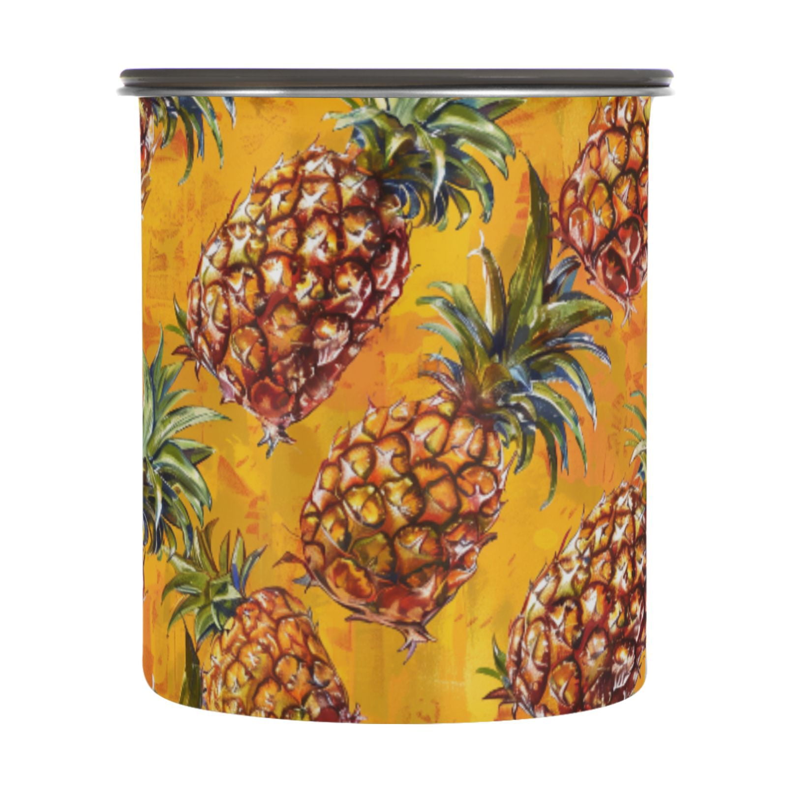 Pineapple Fruit Yellow Airtight Coffee Bean Canister 30oz Food Storage ...
