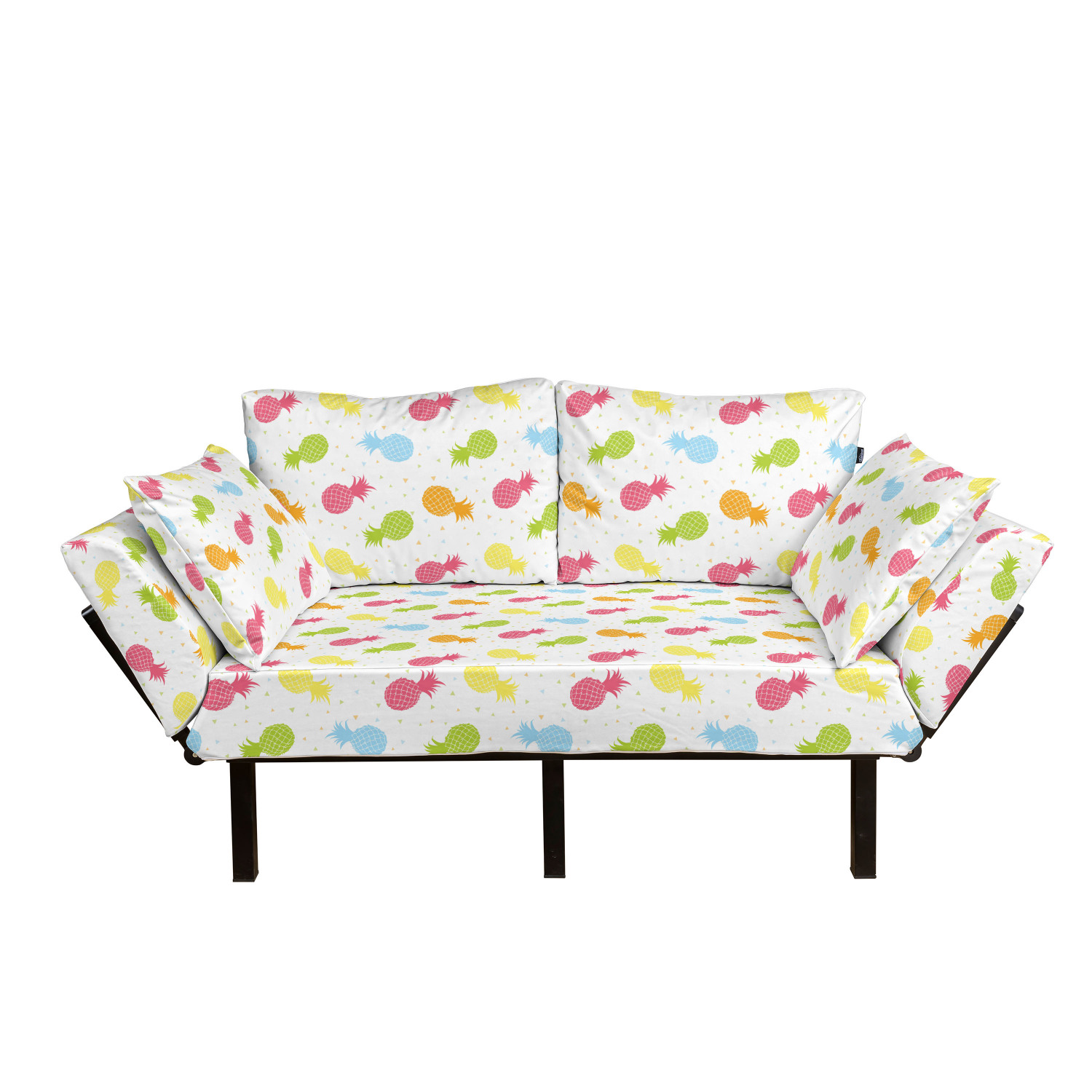 Pineapple Futon Couch, Fresh Tropical Fruits Hand Drawn Hawaii Foliage ...