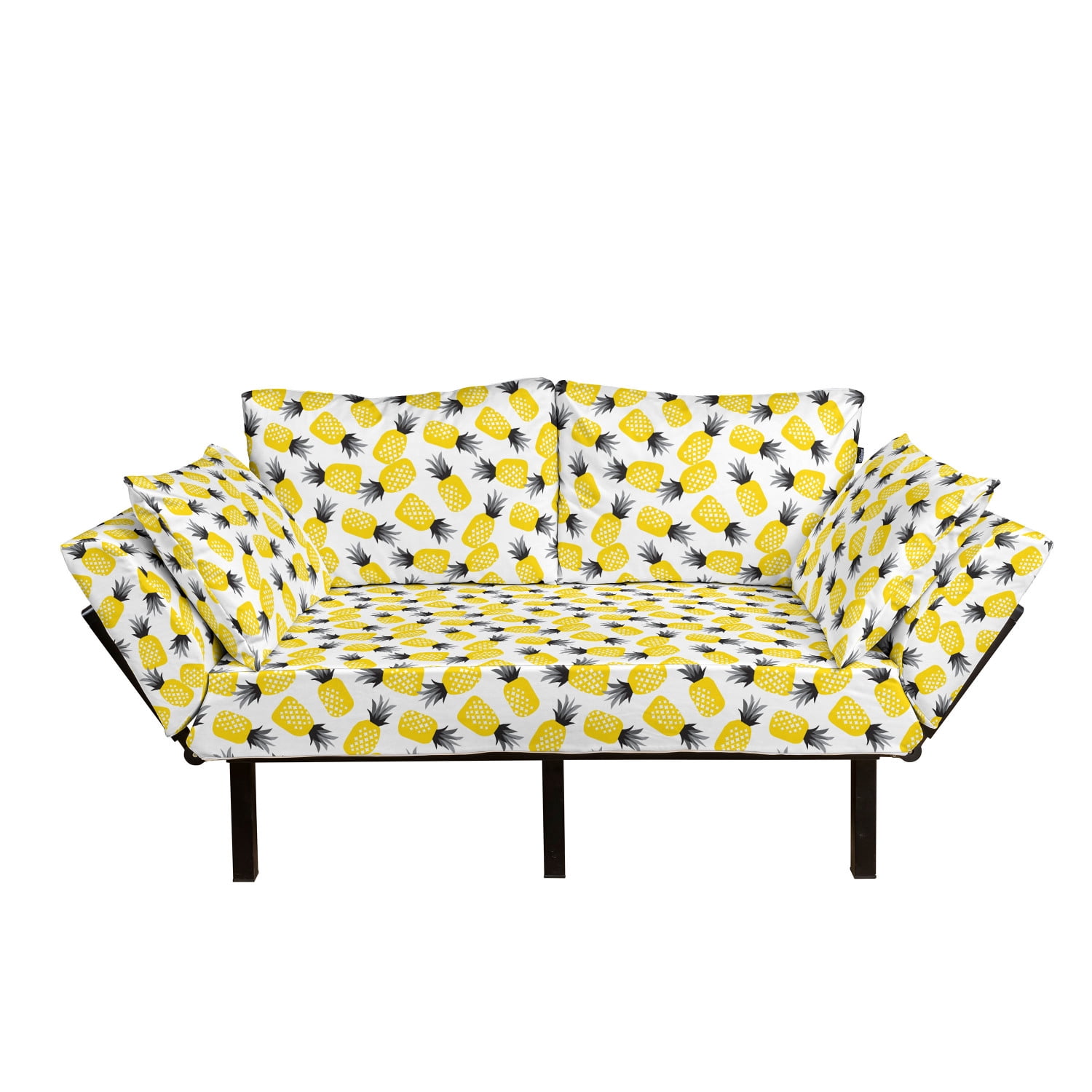 Pineapple Futon Couch, Star Patterned Arrangement of Exotic Fruits with ...
