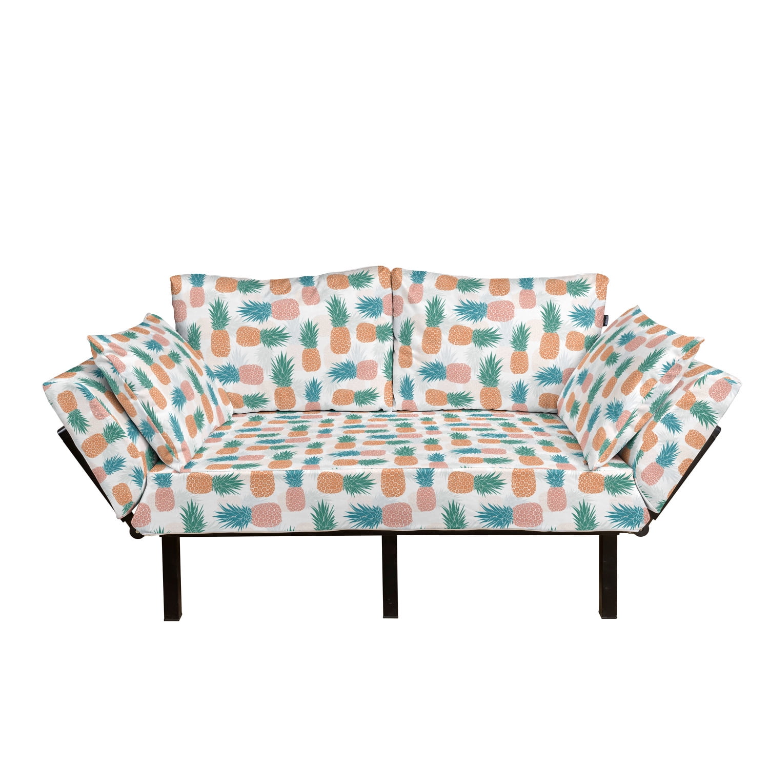 Pineapple Futon Couch, Tropical Fruit Pattern Detailed Composition of ...