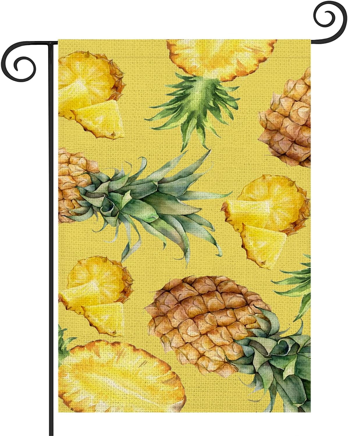 Pineapple Garden Flag 12x18 Inch Vertical Double Sided Yellow Pineapple ...