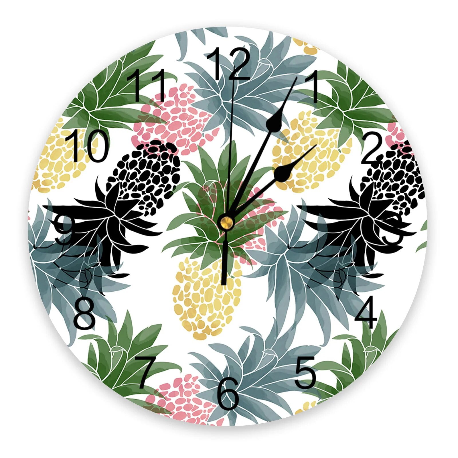 Pineapple Hand Drawn Texture Clocks Wall Home Decor Modern Kitchen Room ...