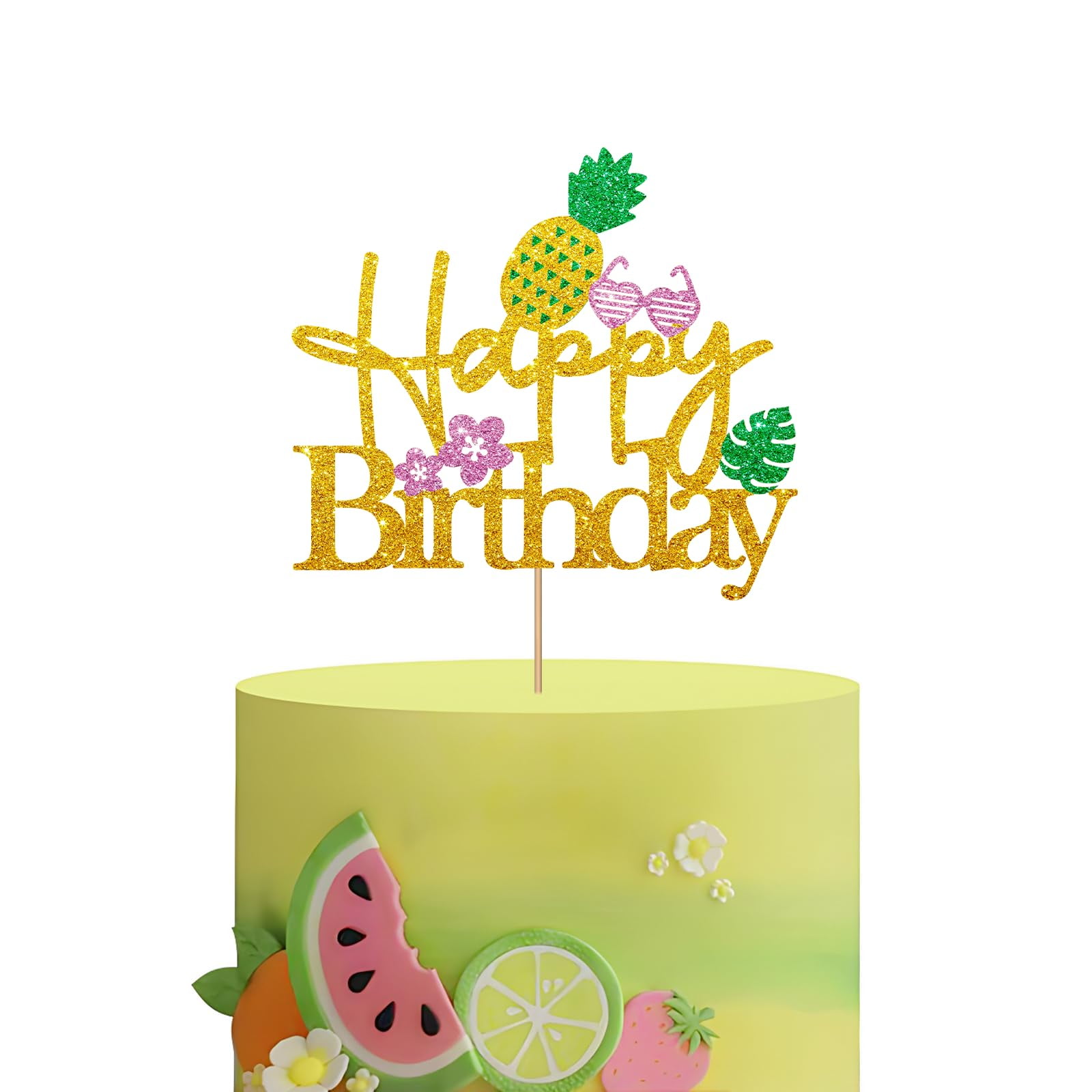 Pineapple Happy BirthdayITSC Cake Topper, Tropical Birthday Cake Decor ...