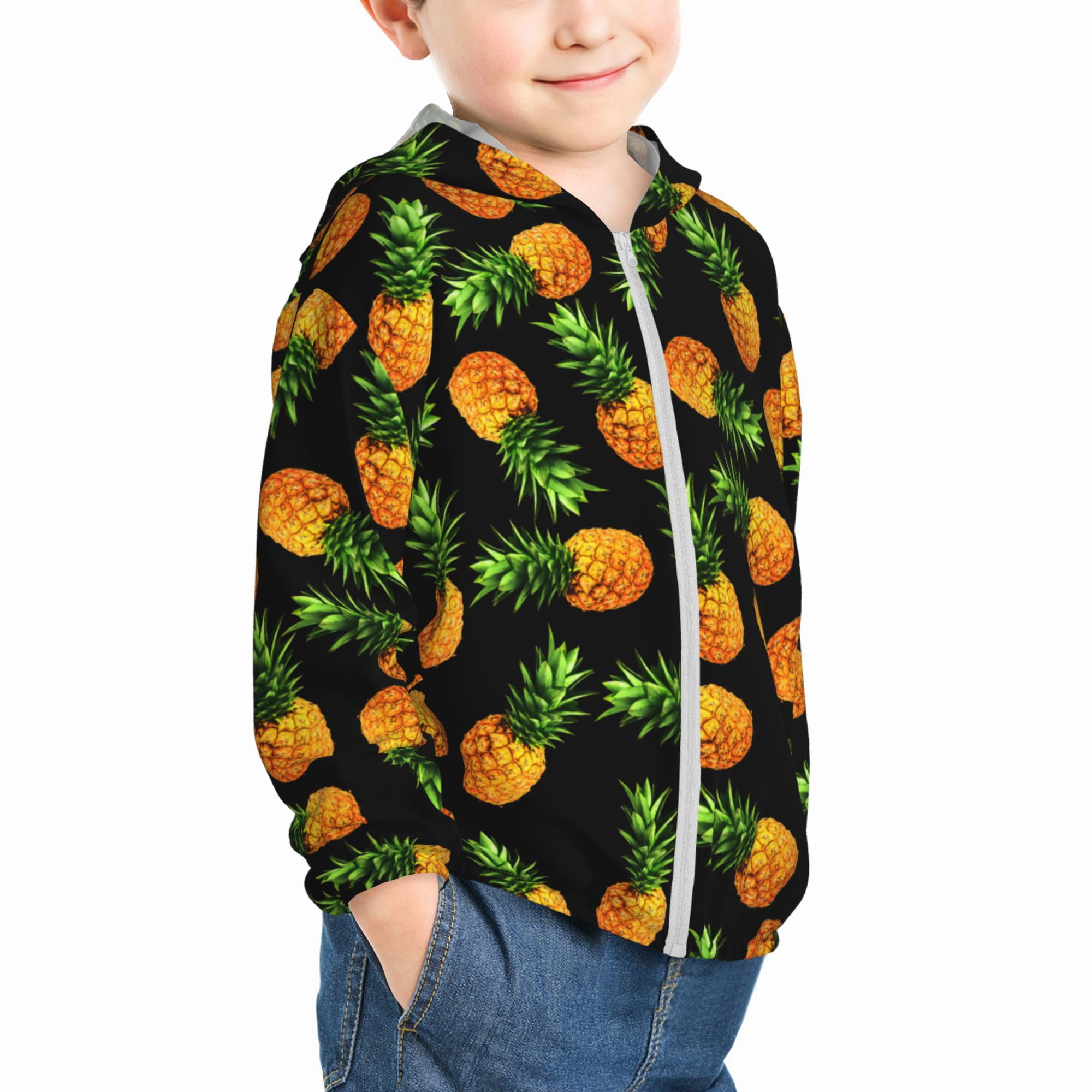 Pineapple Kids Zip-Up Hoodie Girls Boys Sun Protection Jacket Hooded ...