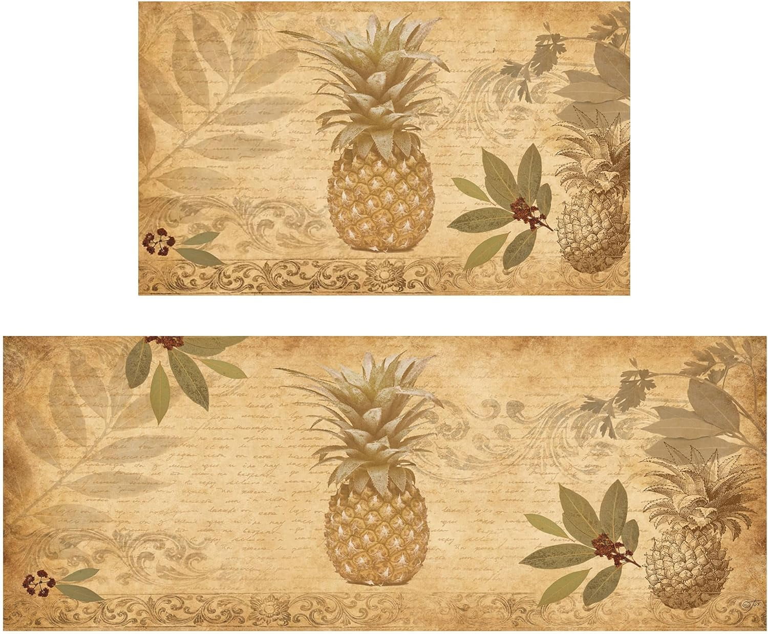 Pineapple Kitchen Rug Boho Kitchen Mats for Floor 2 Piece, Anti Fatigue ...