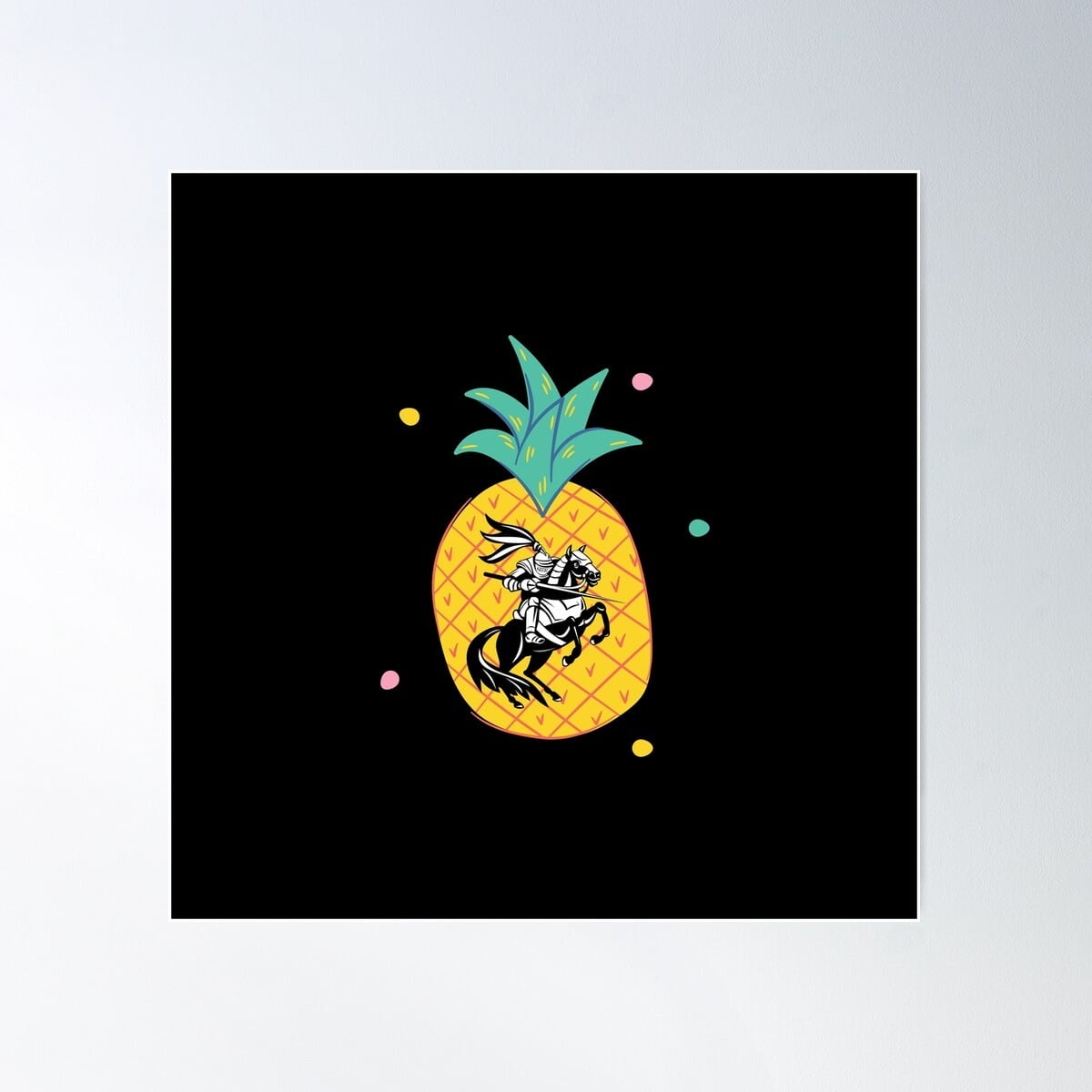Pineapple Knight Rides Into Battle Poster Wall Art, Modern Wall Decor For Living Room Bedroom ...