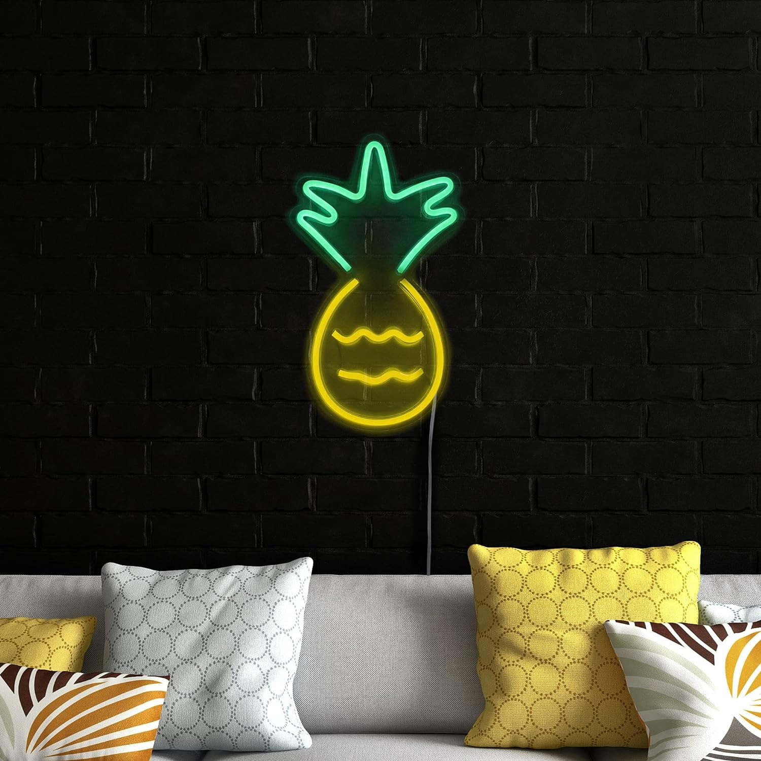 Pineapple LED Neon Style Wall Sign, 16", Yellow and Green - Walmart.com