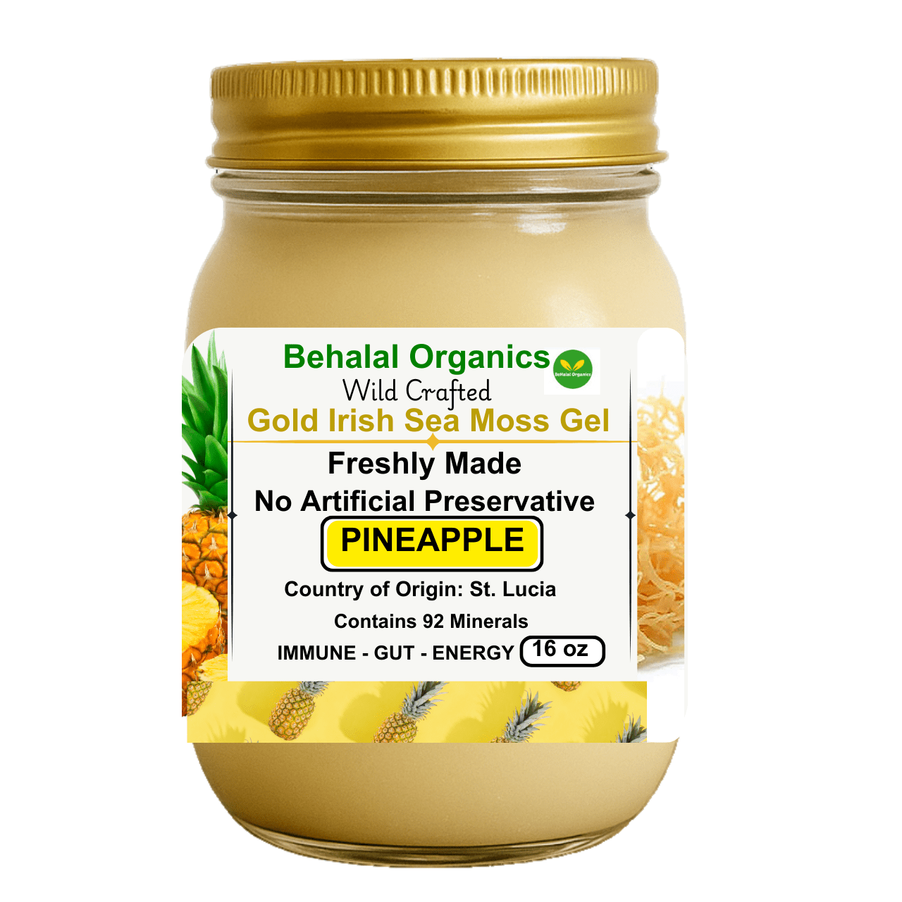 Pineapple & Lemon Irish Sea Moss Gel – 100% Wildcrafted St. Lucia Gold ...
