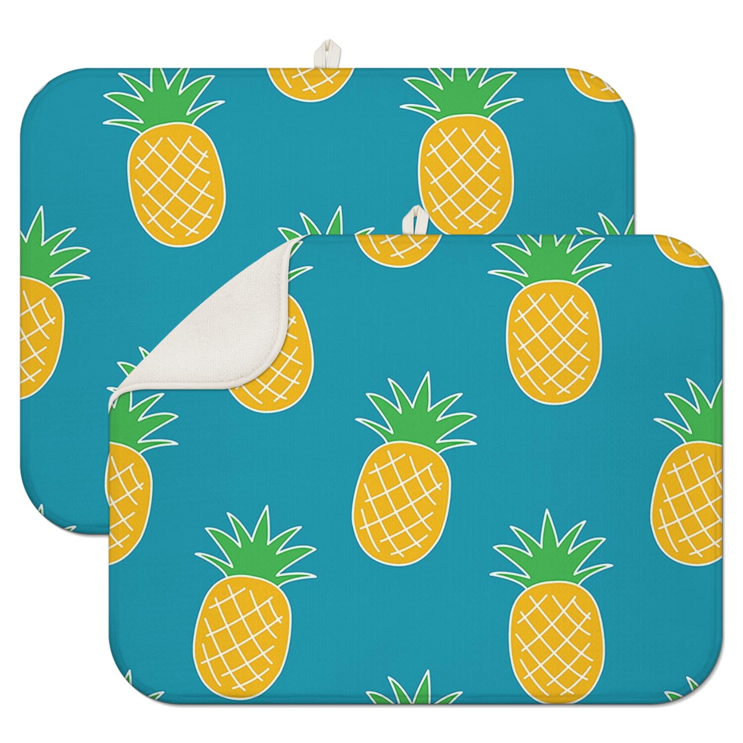 Pineapple Lover Coffee Mat – Absorbent Microfiber Spill Mat Featuring Pineapple Plant and Exotic ...