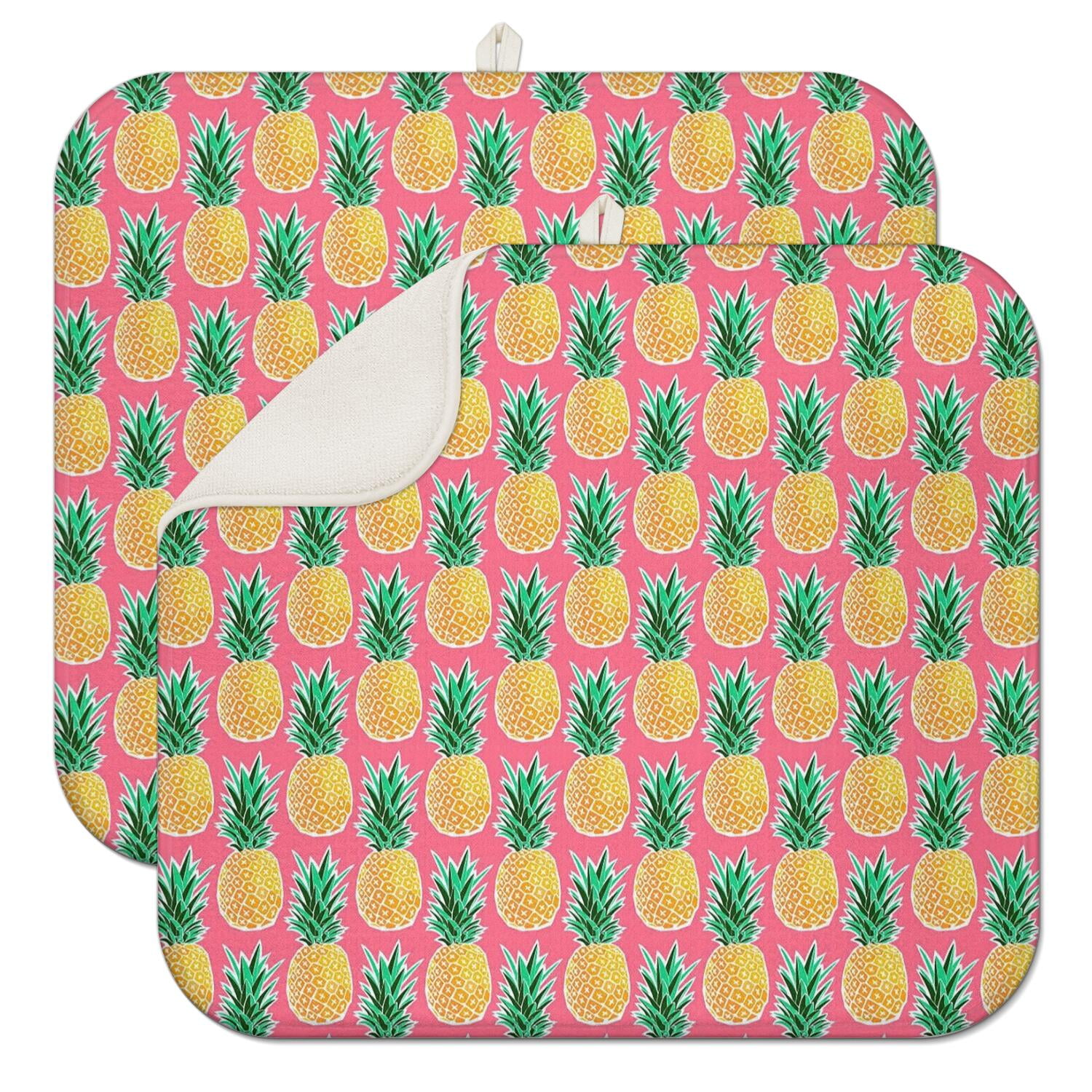 Pineapple Lover Coffee Mat – Absorbent Microfiber Spill Mat Featuring Pineapple Plant and Exotic ...