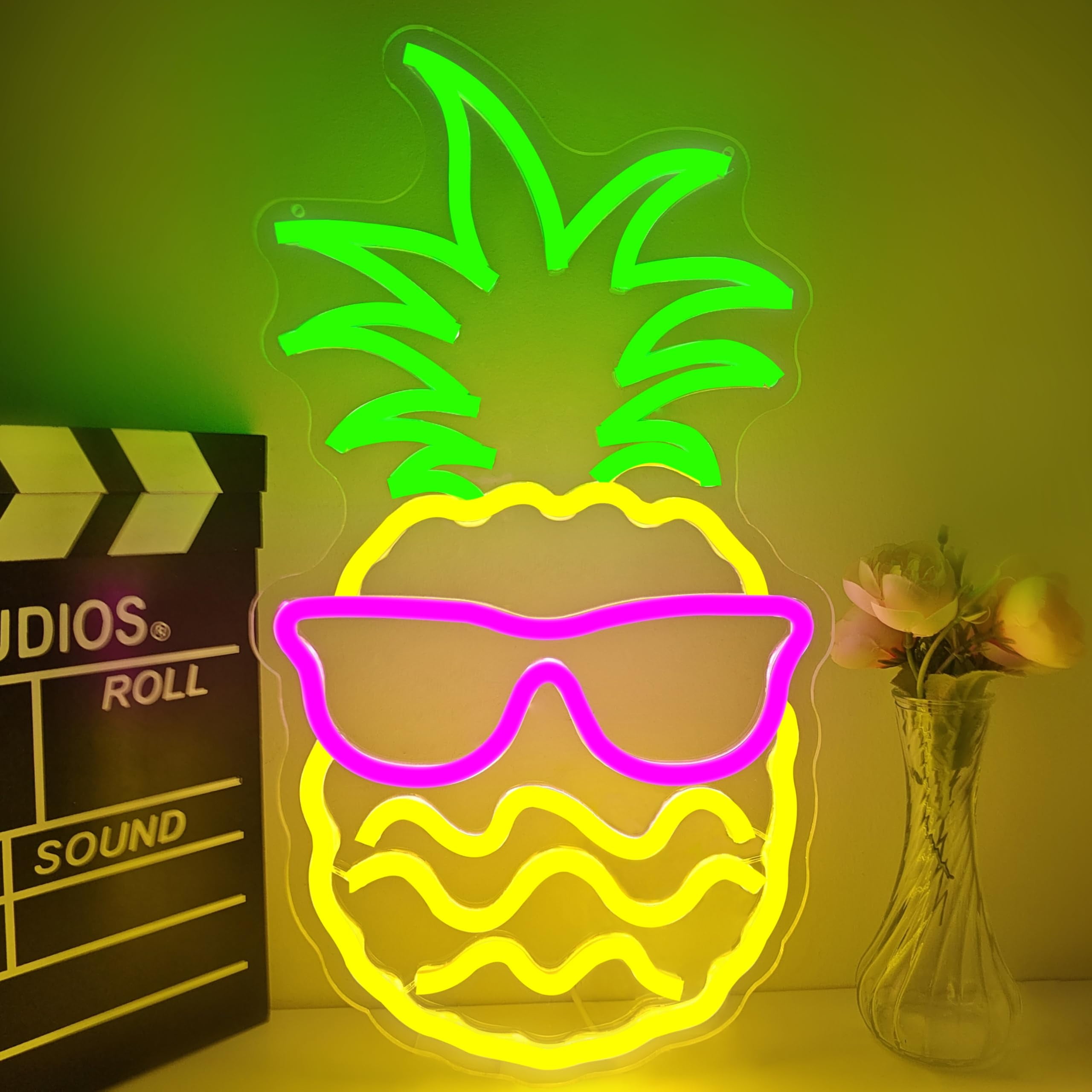 Pineapple Neon Sign Pineapple with Sunglasses Led Sign for Tropical ...