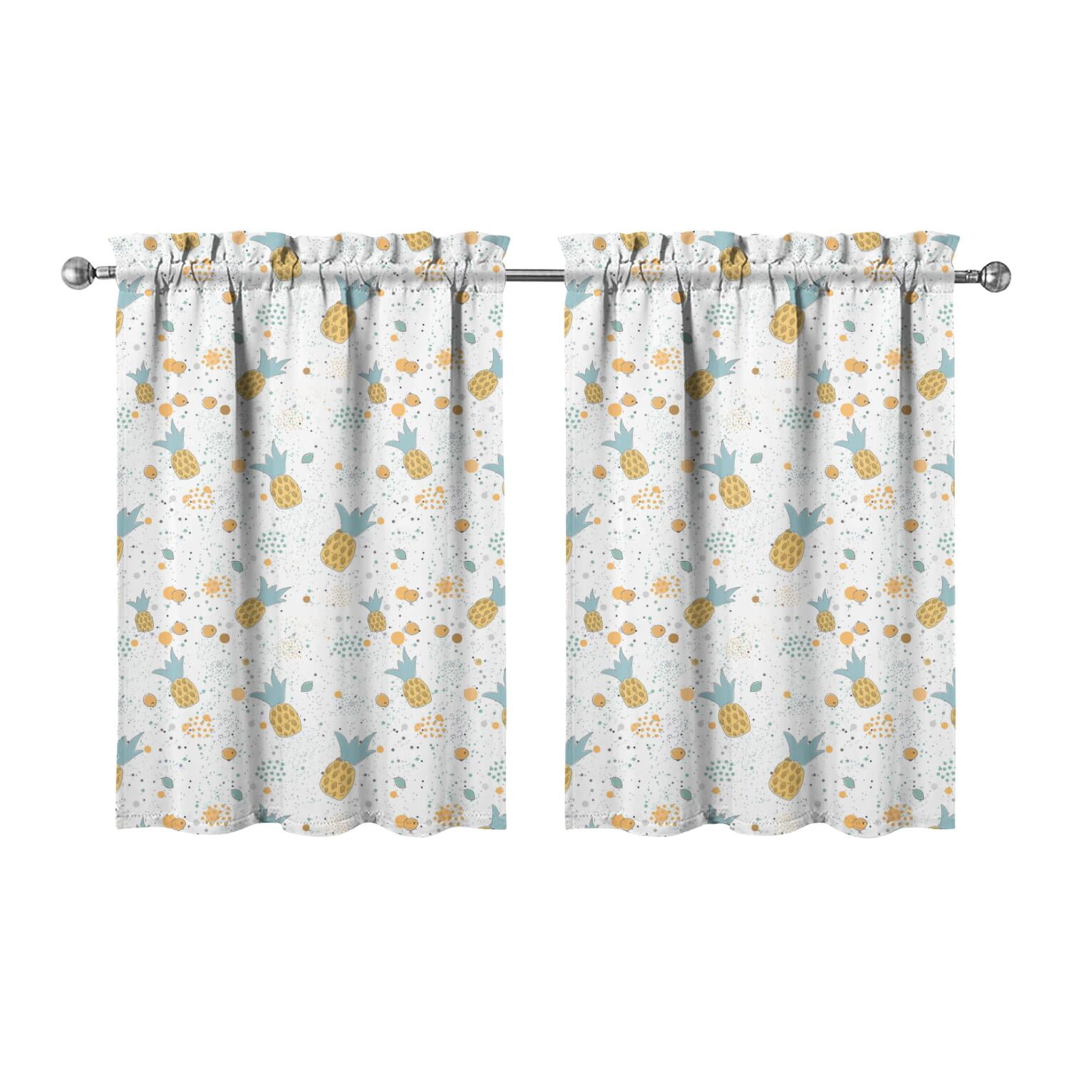 Pineapple Pattern Kitchen Curtains 2 Panels 27 5x36 Inch Tropical