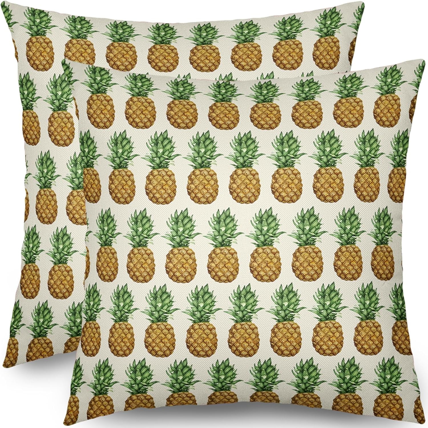 Pineapple Pillow Covers 18x18 Set of 2 Summer Fruits Pattern Print ...