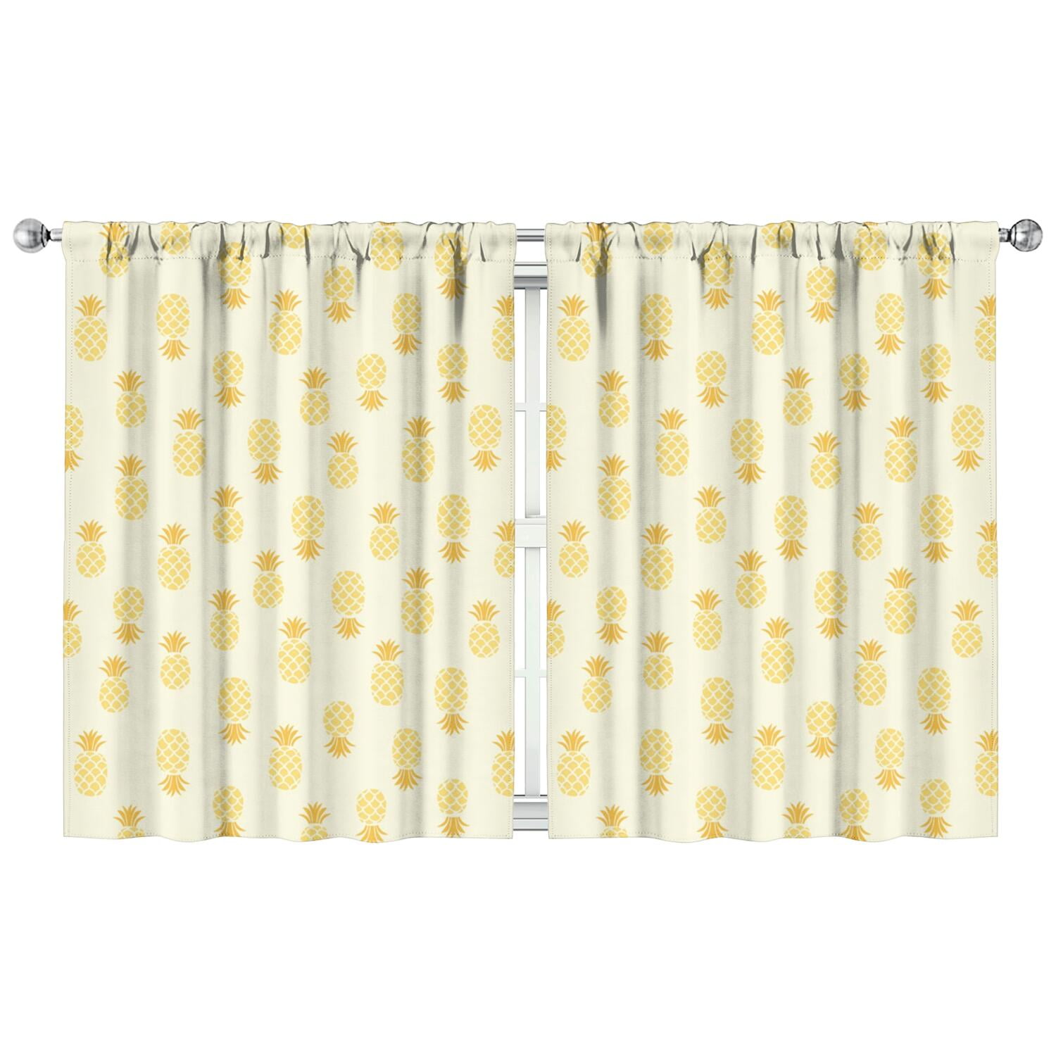 Pineapple Plant Kitchen Curtains 2 Pack - 42x54 Inch Tier Caf Curtains, Hawaiian Fruit Pattern ...