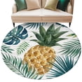 Pineapple Round Rug 5ft Washable Circle Kitchen Rugs Non Slip Summer ...