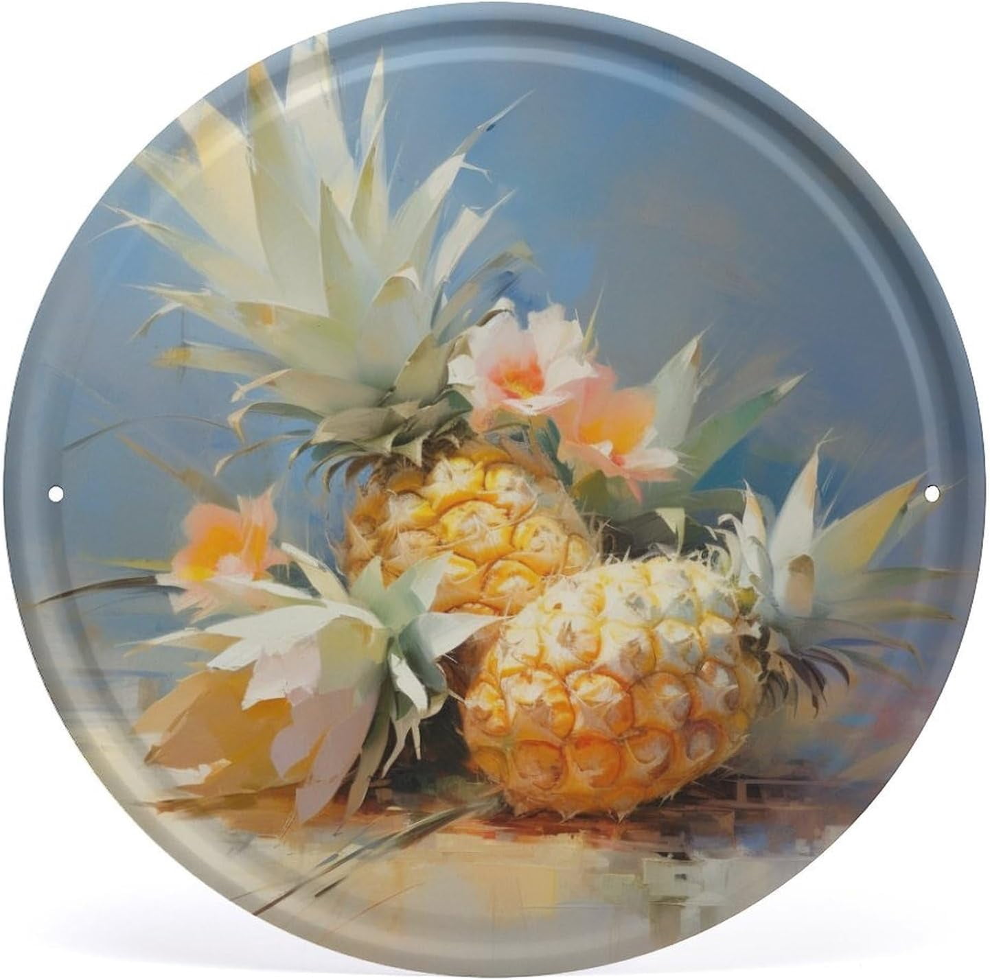 Pineapple Round Tin Sign Big Pineapple Tropical Summer Fruits Vintage ...