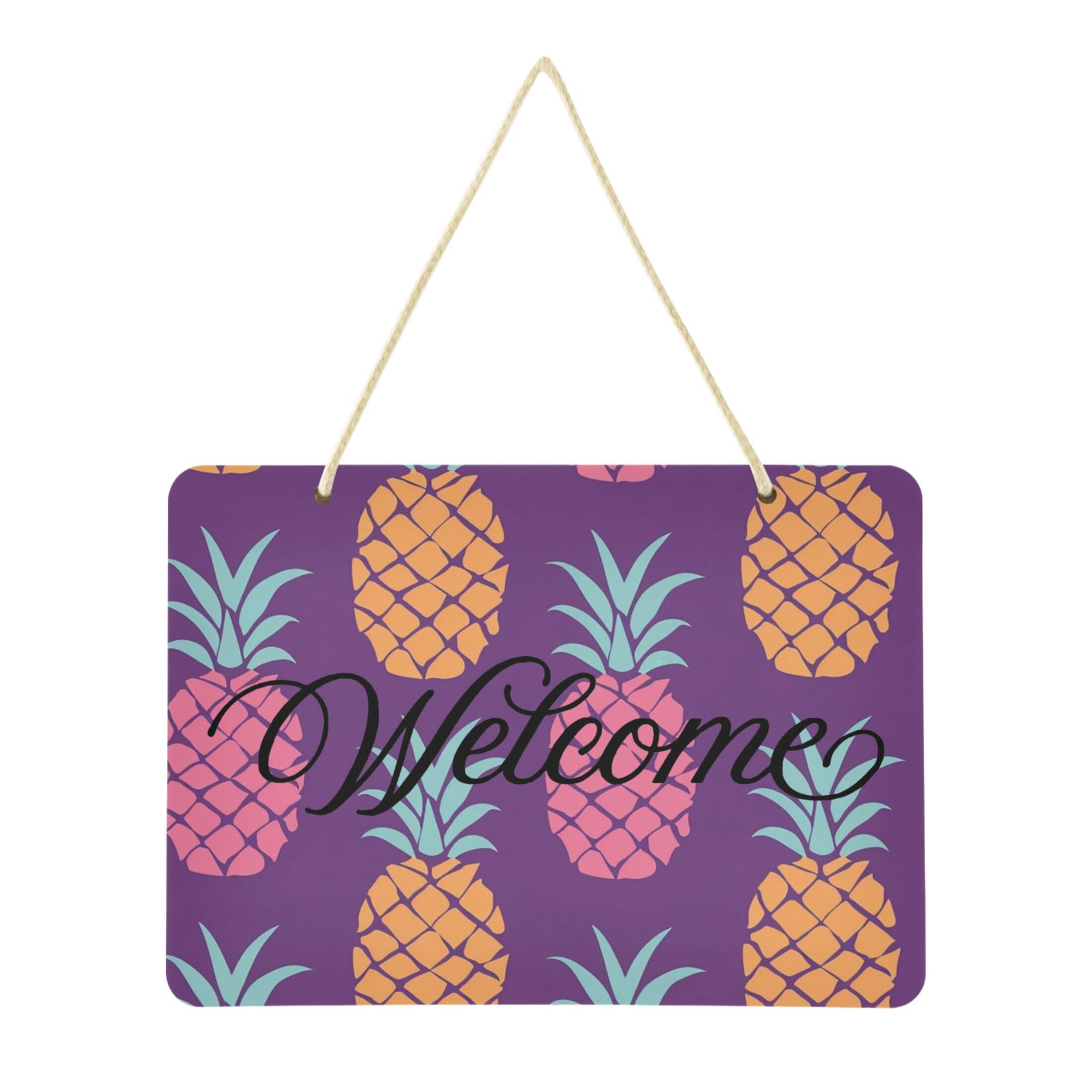 Pineapple Silhouette Welcome Sign Front Door PVC 14x10 inch Hanger ...