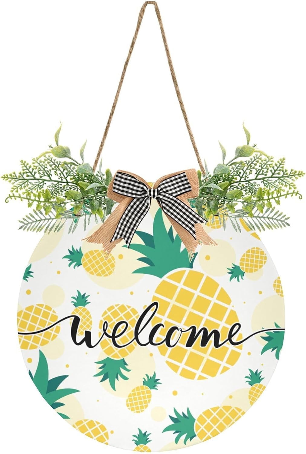 Pineapple Simple Tropical Yellow Welcome Sign Farmhouse Front Porch ...