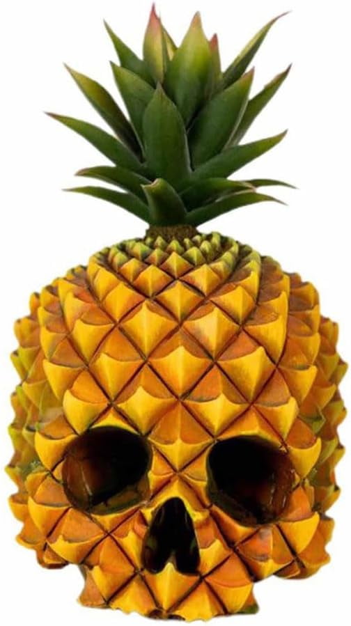 Pineapple Skull Decor - Scary Skull Sculpture Halloween Statue - Resin ...