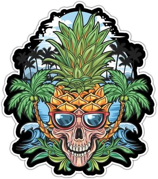 Pineapple Skull Palm Beach Vacation Car Window Stickerphone Decal Water ...