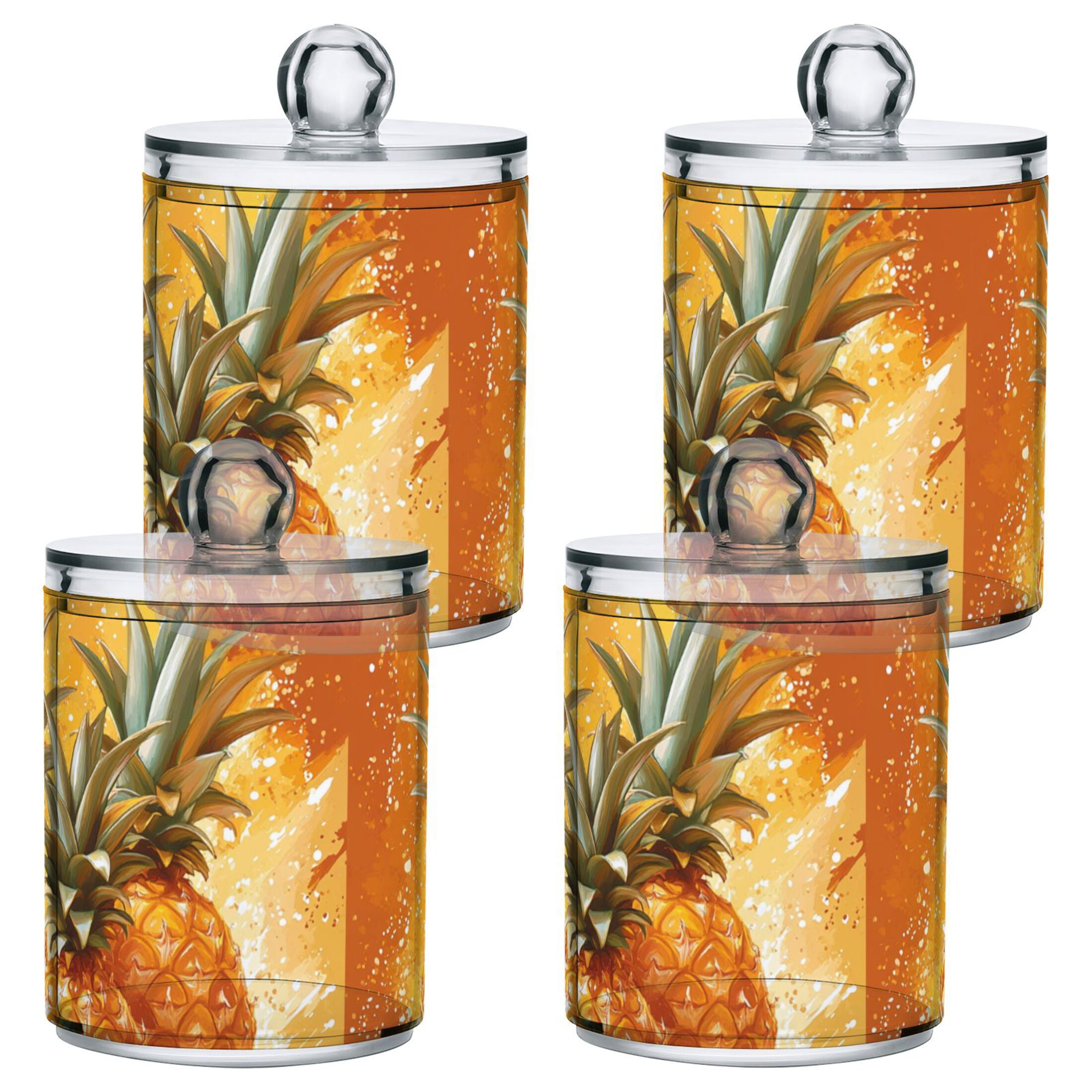 Pineapple Splash Art Bathroom Canisters Set of 4 Translucent Plastic ...
