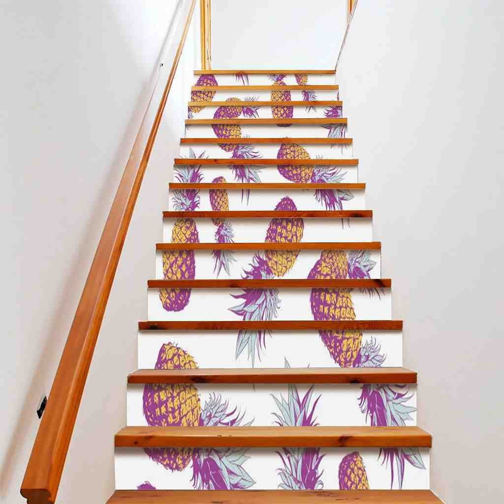 Pineapple Stair Stickers Psychedelic Tropical Fruits Staircase Sticker ...