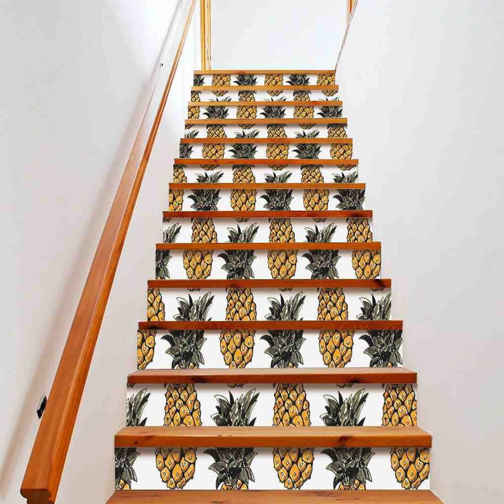Pineapple Stair Stickers Psychedelic Tropical Fruits Staircase Sticker ...