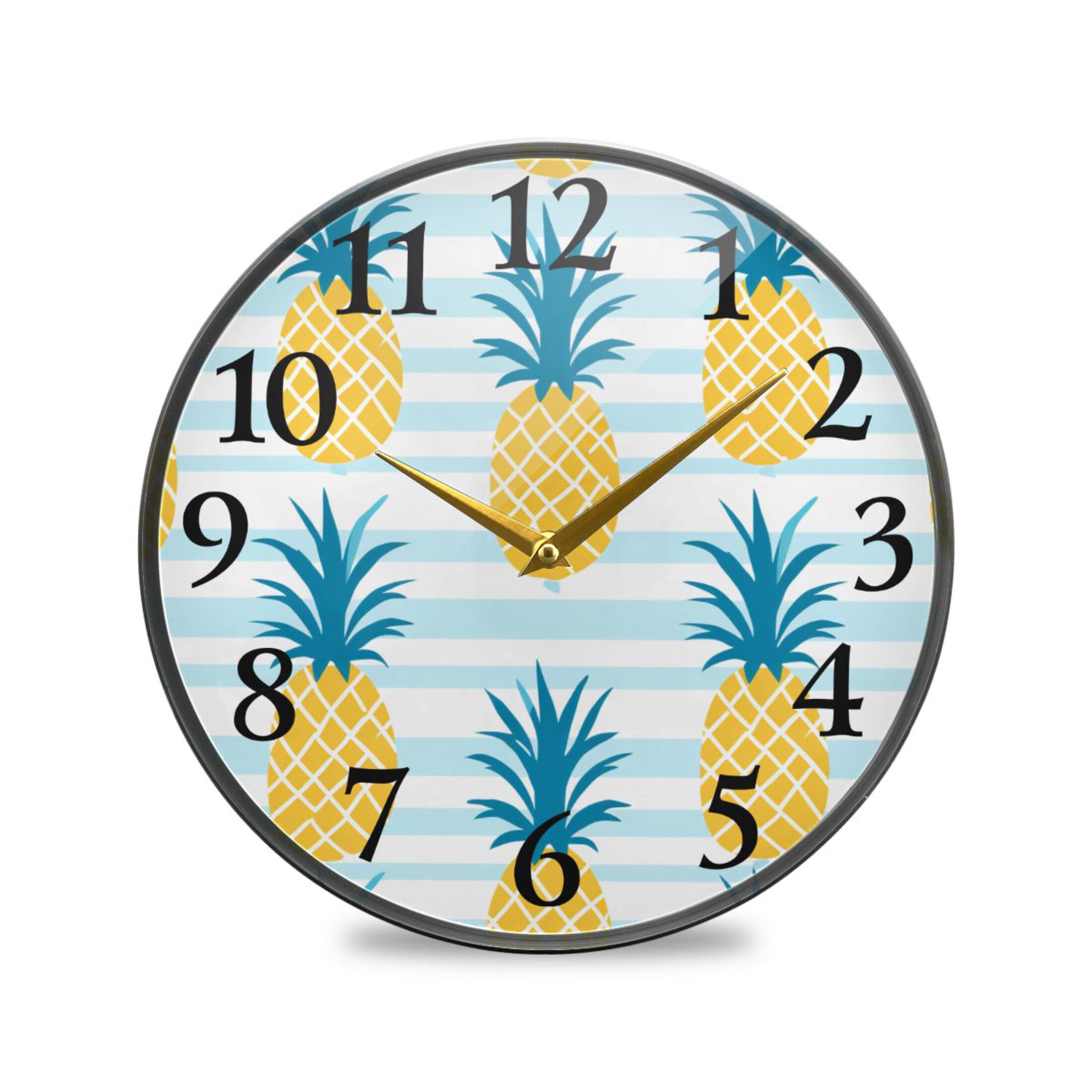 Pineapple Stripe Wall Clocks Battery Operated 9.5 Inch Round Clock ...