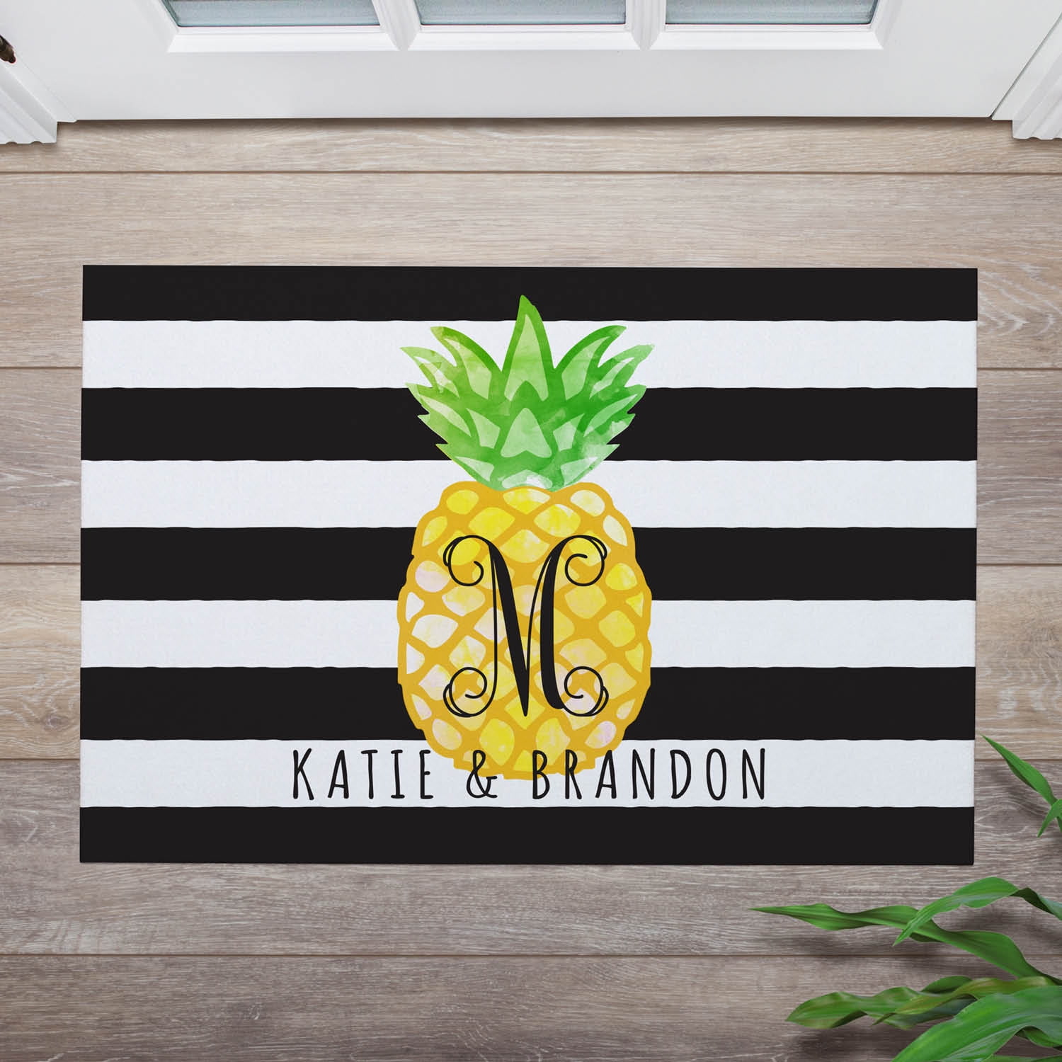 Pineapple Striped Personalized Doormat - Walmart.com