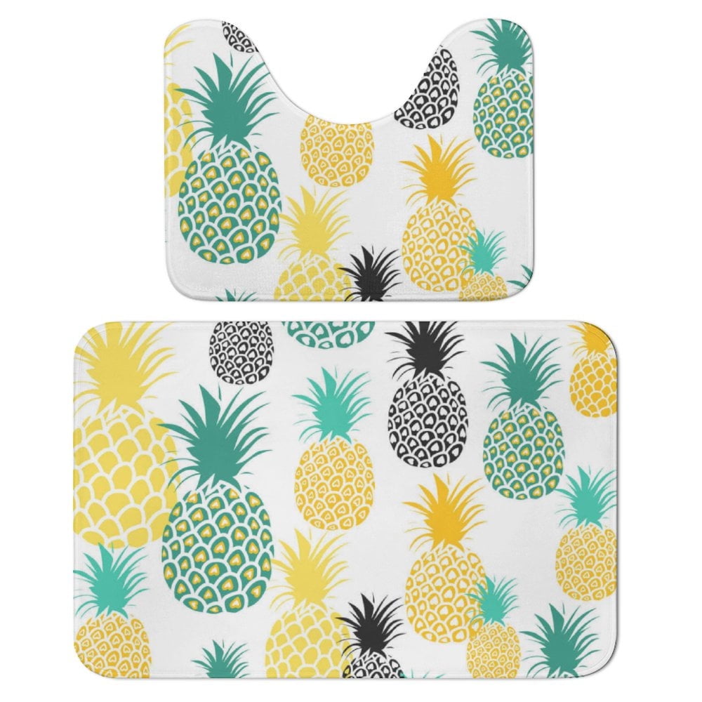 Pineapple Summer Tropical Bathroom Rugs Set 2 Pieces, Bathroom Set ...