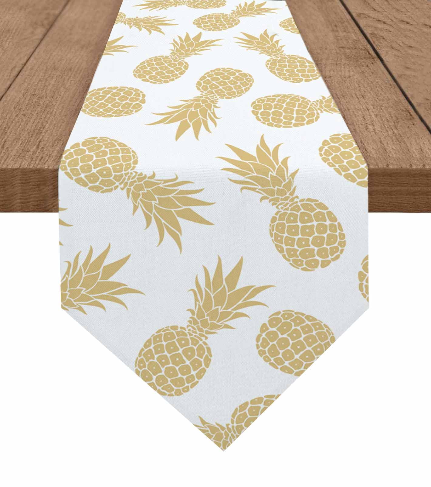 Pineapple Texture Yellow Table Runner Wedding Party Dining Table Runner Placemat Home Kitchen ...