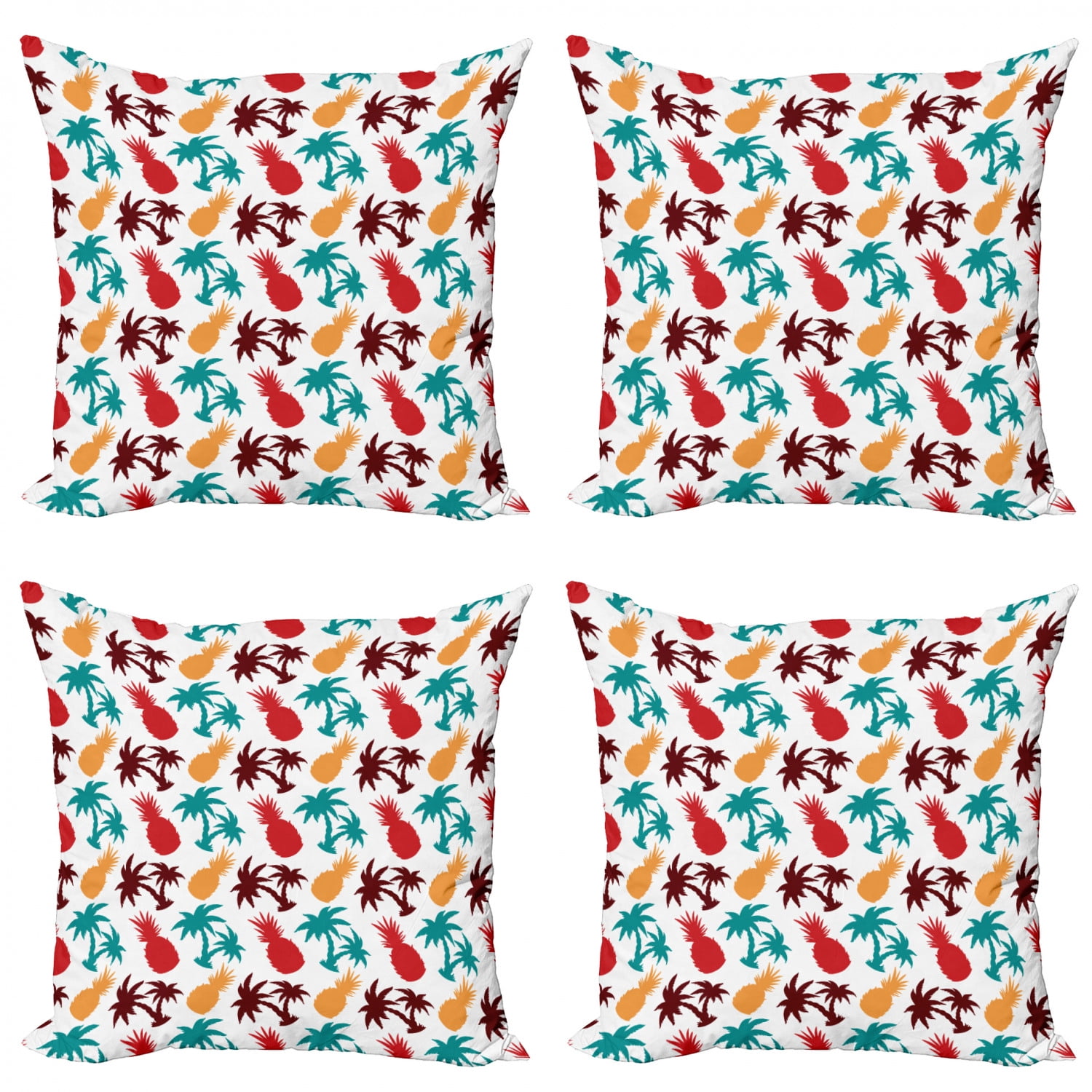 Ambesonne Tropical Throw Pillow Cover 4 Pack, Palm Trees Island, 16 ...