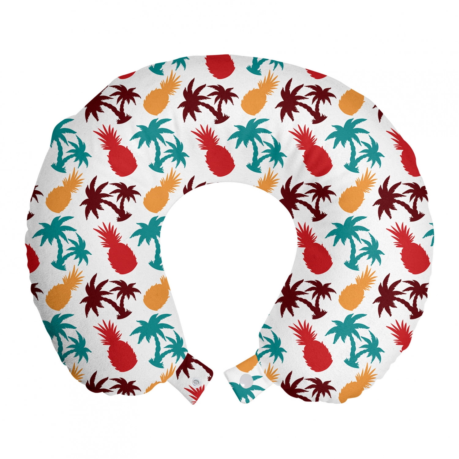Pineapple Travel Pillow Neck Rest, Lively Multi-Colored Tropical ...