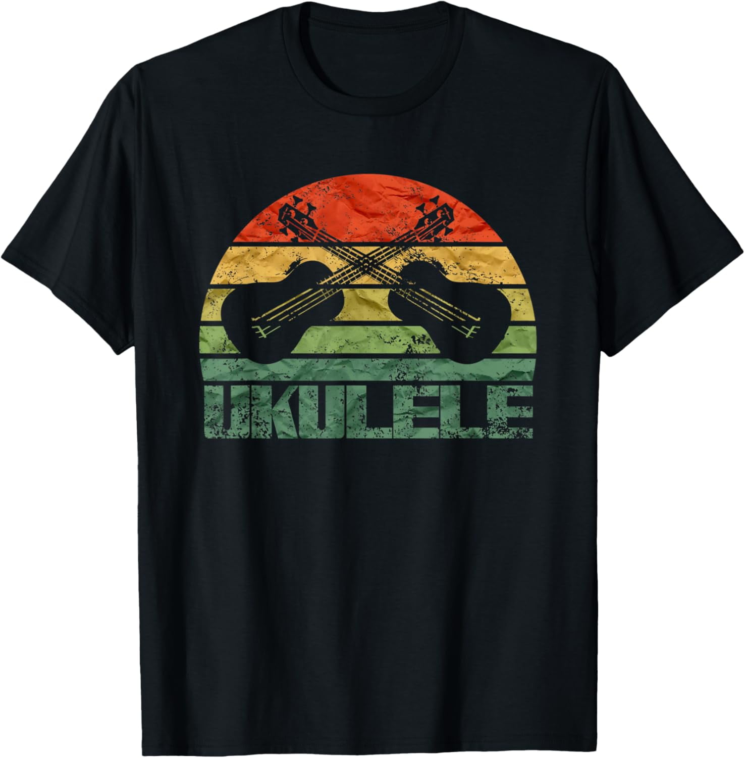 Pineapple Ukulele Retro Hawaiian Uke Silhouette Sunset Shirt T-Shirt ...