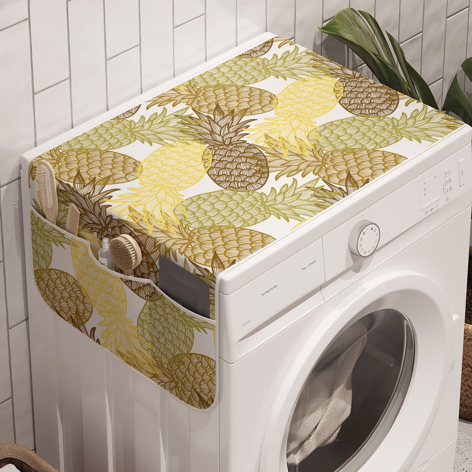 Pineapple Washing Machine Organizer, Summer Themed Overlapping Curving ...