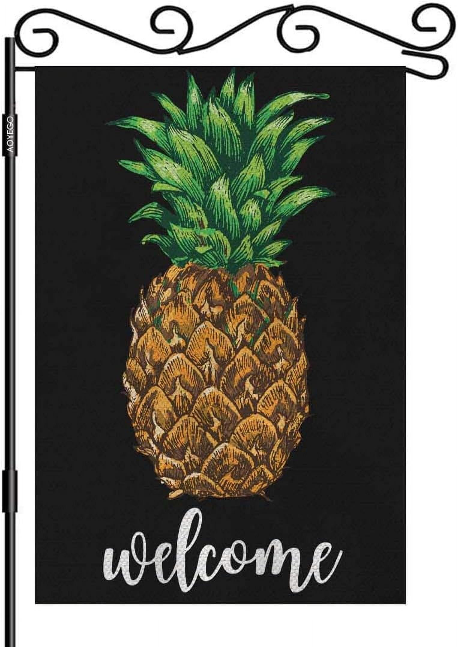 Pineapple Welcome Small Garden Flag Vertical Double Sided Hand Painted ...