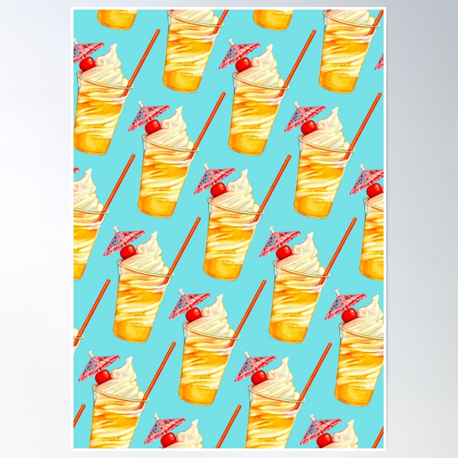 Pineapple Whip Ice Cream Float Pattern Poster Wall Art, Modern Wall ...