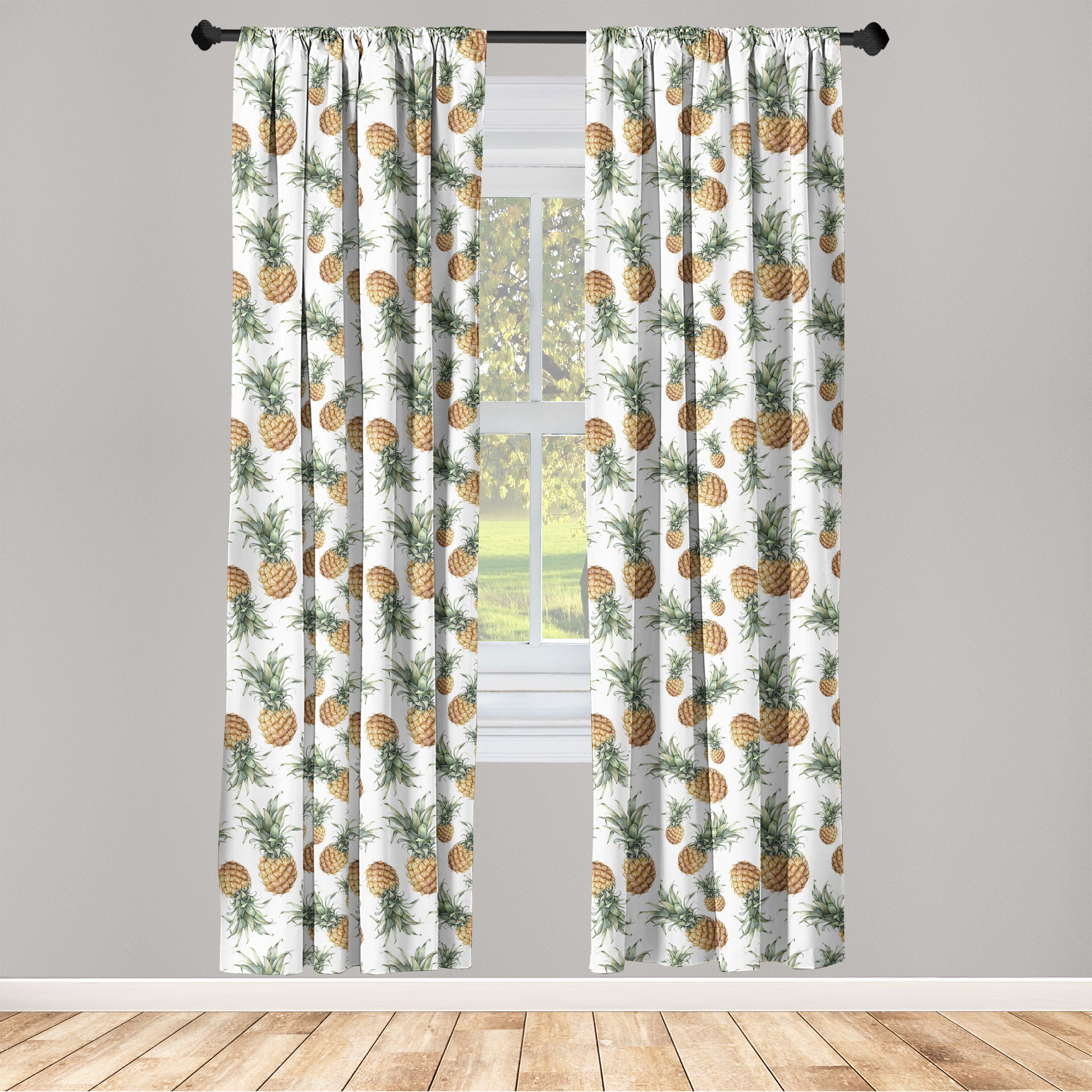 Pineapple Window Curtains, Summer Season Exotic Food Fruit Ananas ...